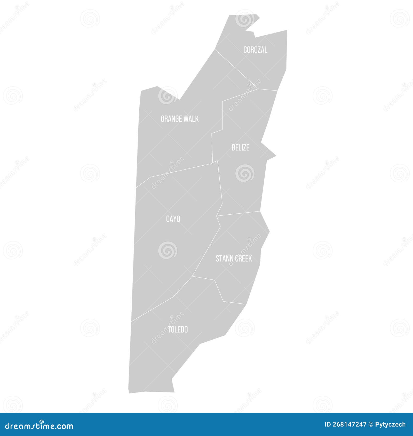 Belize Political Map of Administrative Divisions Stock Vector ...