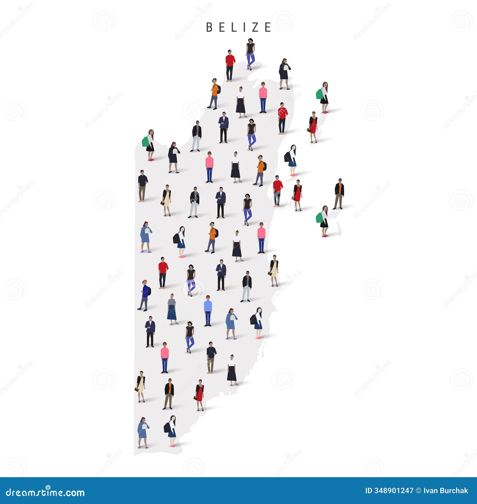 Belize Population Map. Large Group of People in a Shape of Belizean Map ...