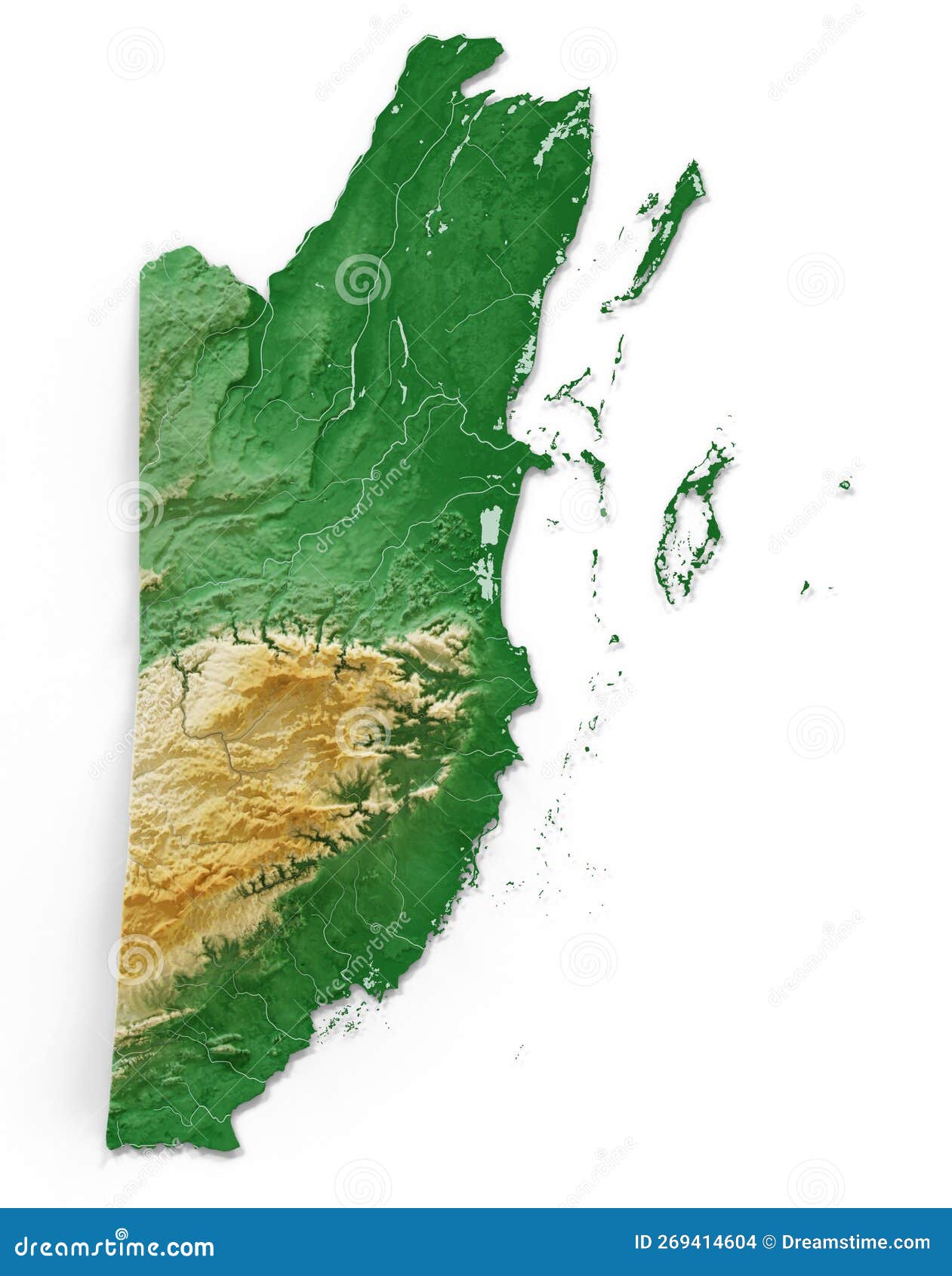 Belize relief map stock illustration. Illustration of rivers - 269414604