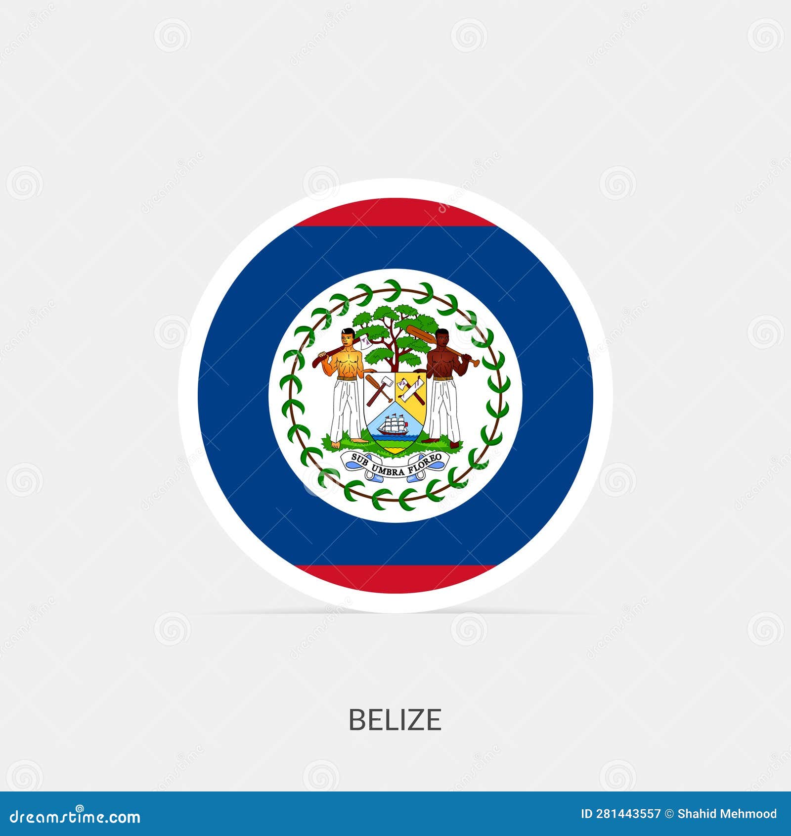 Belize Round Flag Icon with Shadow Stock Vector - Illustration of ...