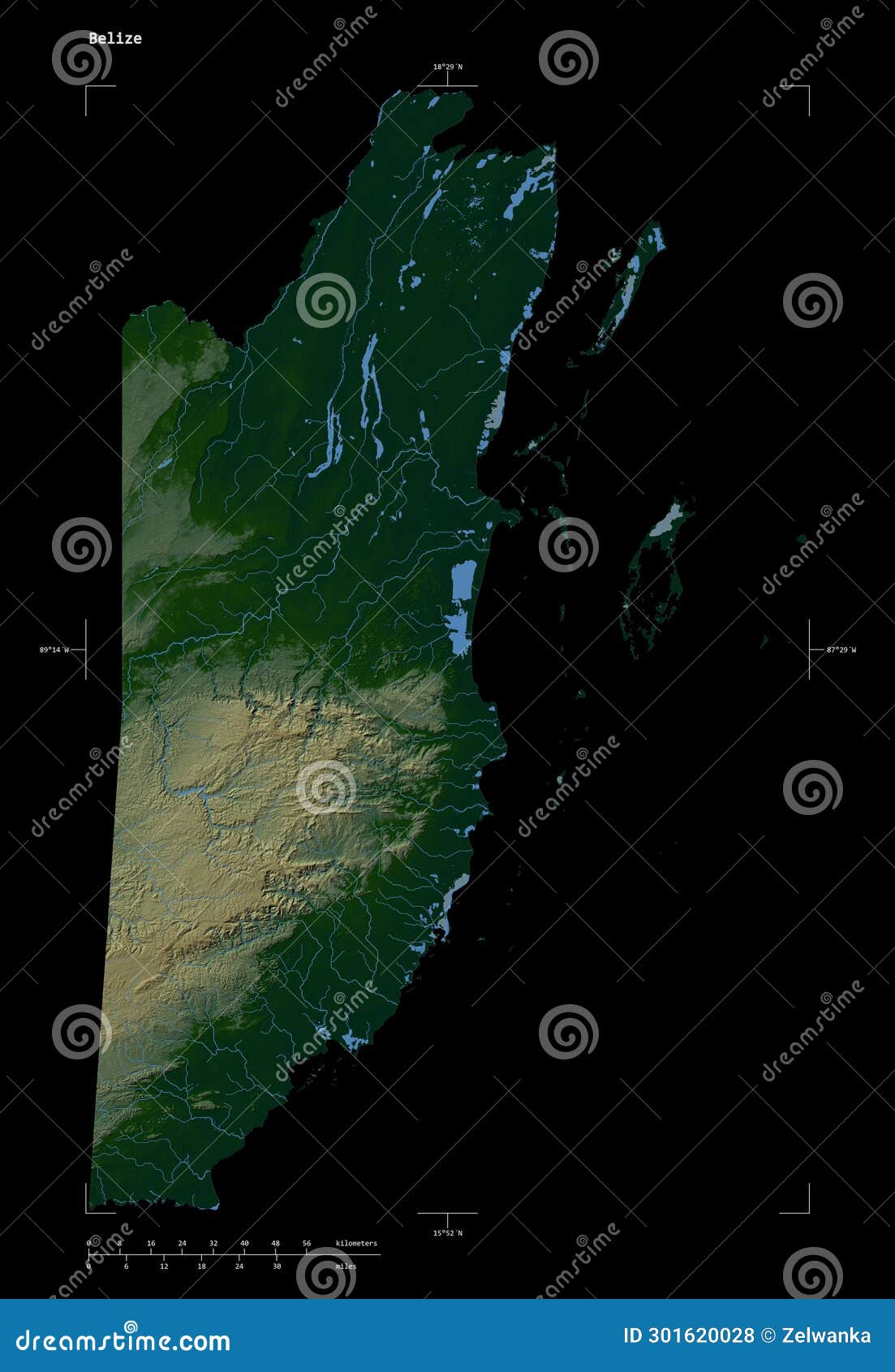 Belize Shape on Black. Physical Stock Illustration - Illustration of ...