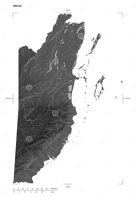 Belize Shape on White. Grayscale Stock Illustration - Illustration of ...