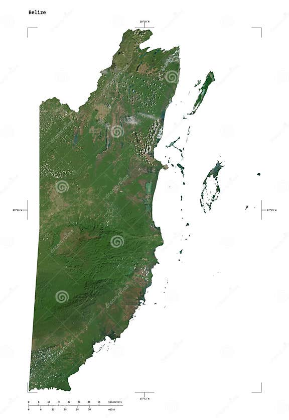 Belize Shape on White. High-res Satellite Stock Illustration ...