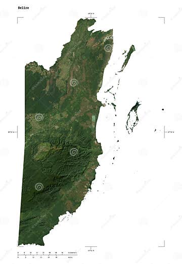 Belize Shape on White. Low-res Satellite Stock Illustration ...