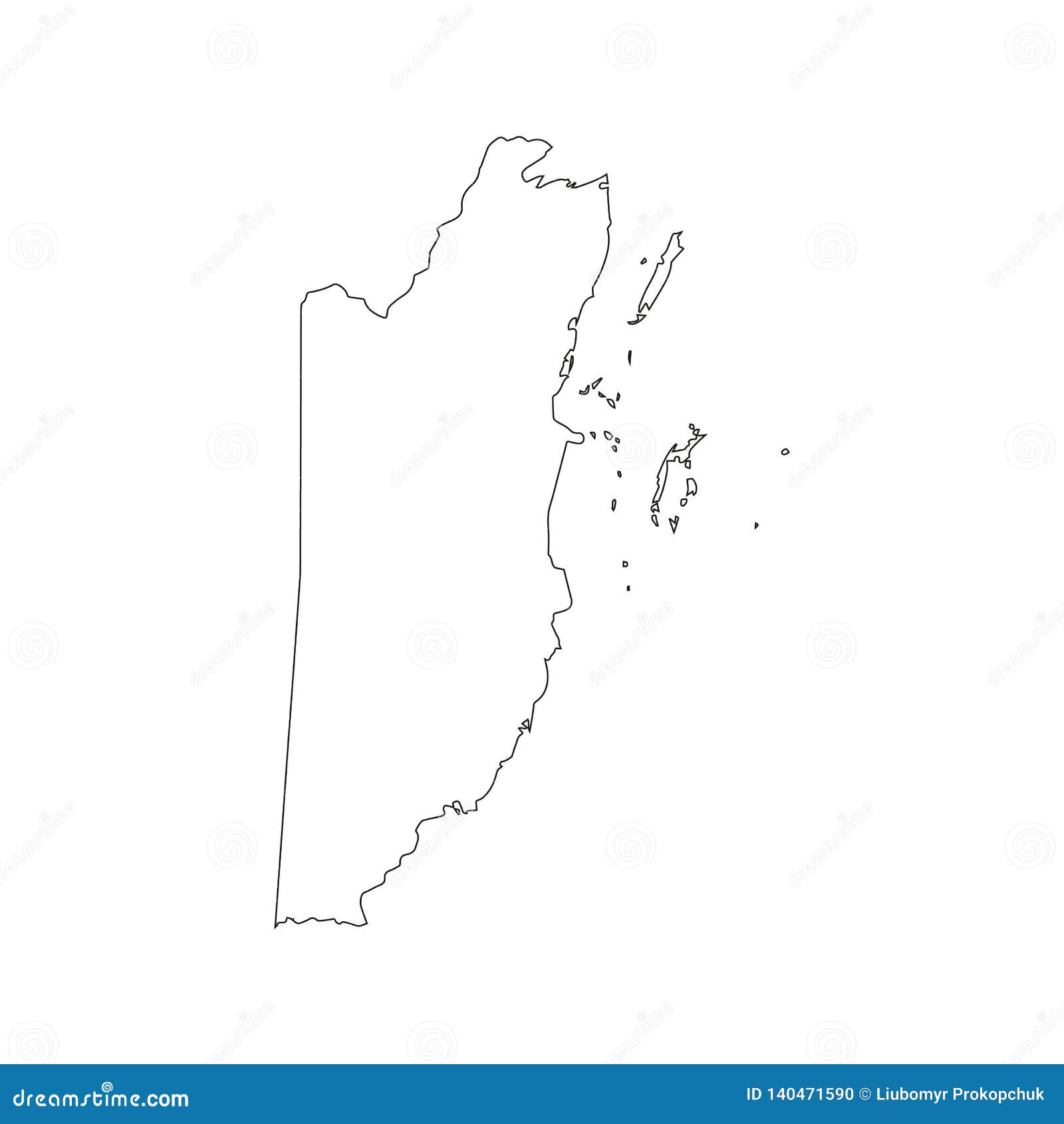 Belize - Solid Black Outline Border Map of Country Area. Simple Flat ...
