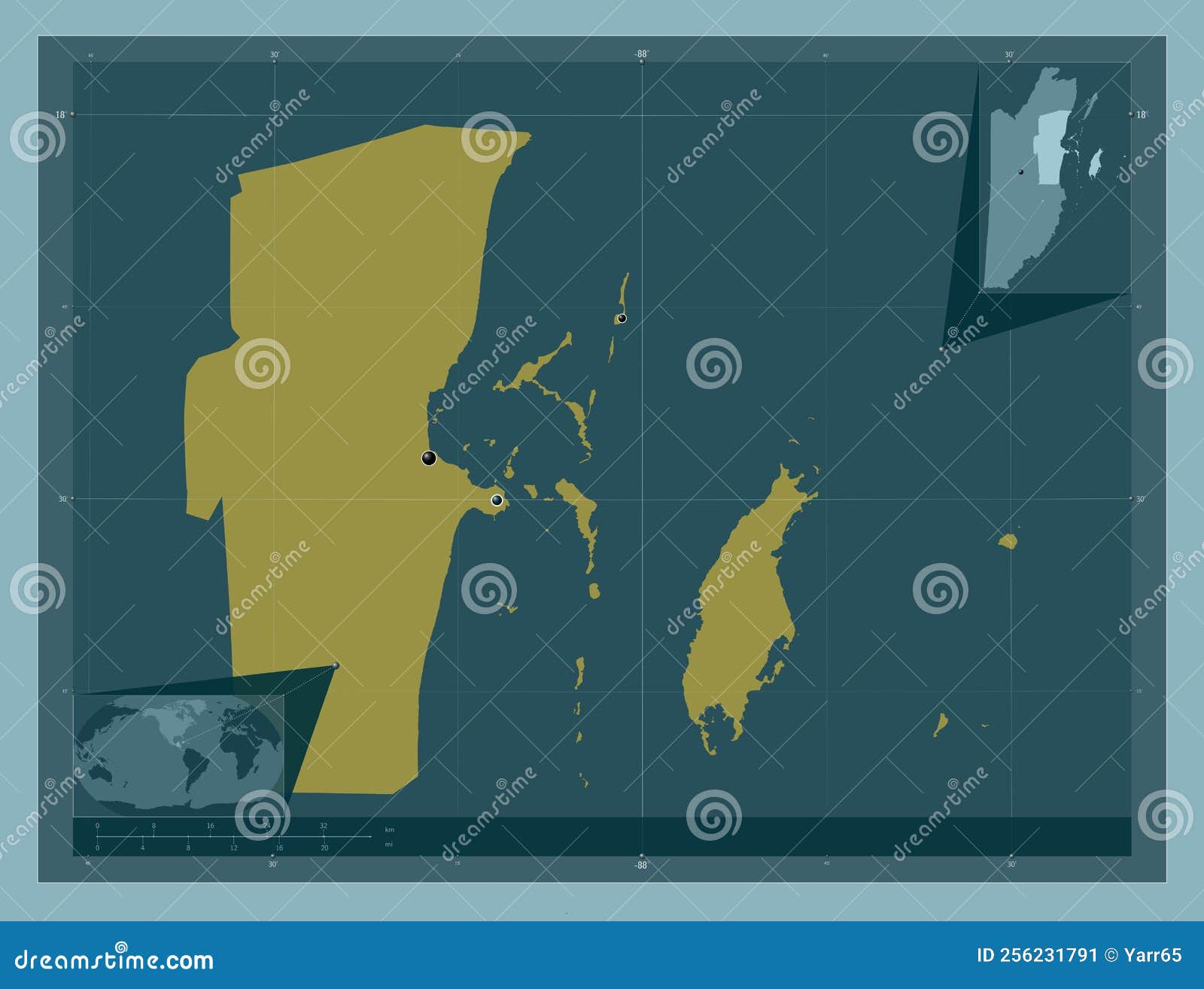 Belize, Belize. Solid. Major Cities Stock Illustration - Illustration ...