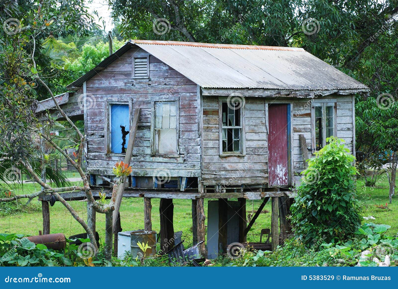 Belizean Village House stock image. Image of village, piles - 5383529