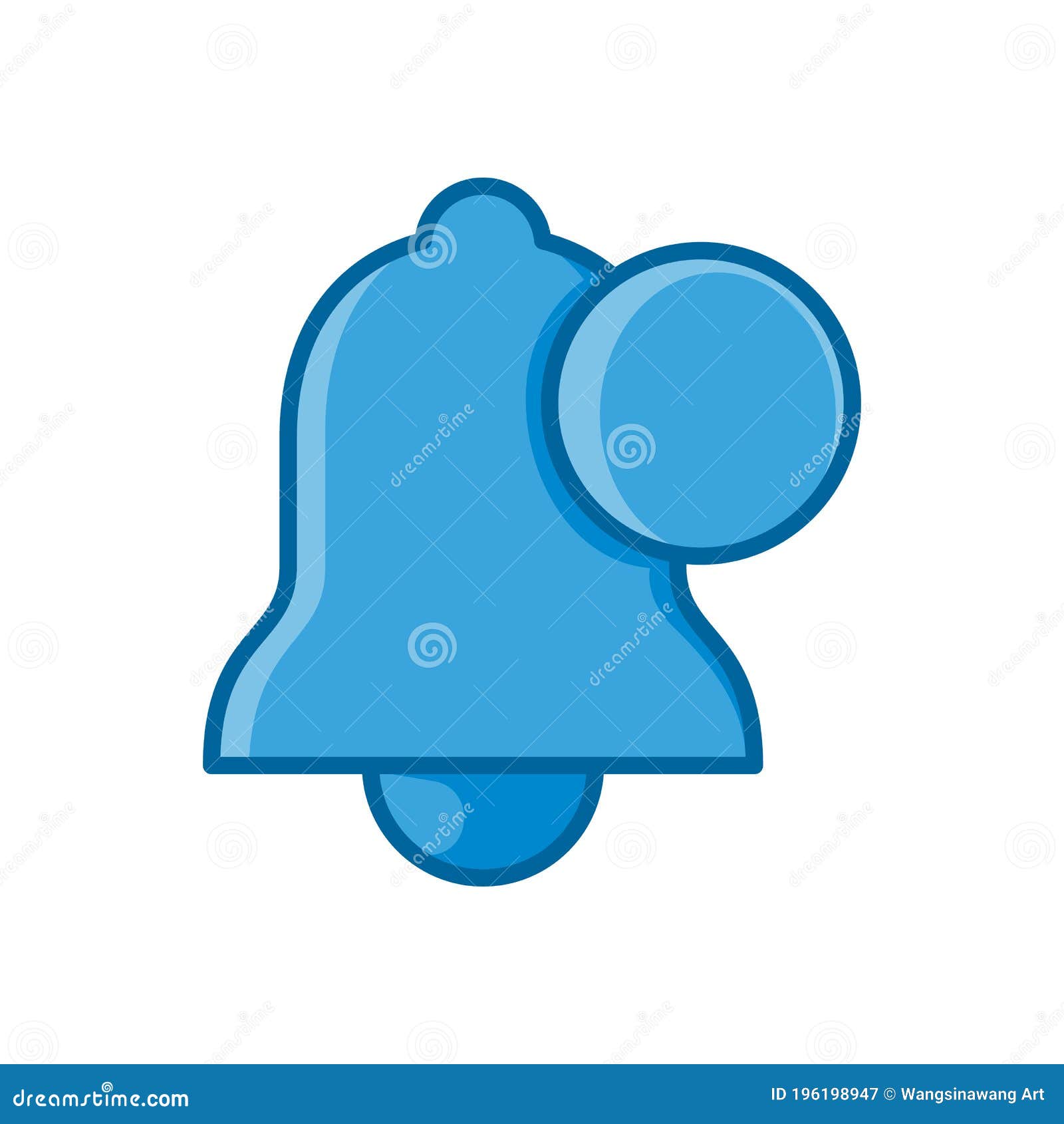 Bell Blue Flat Icon Vector Illustration Isolated on White Background ...