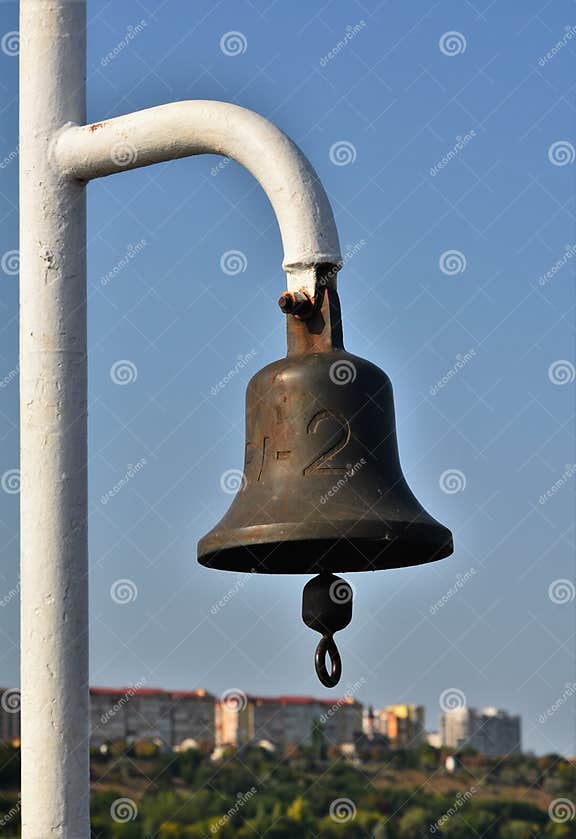 Bell on the boat stock image. Image of cordage, ropes - 186563003