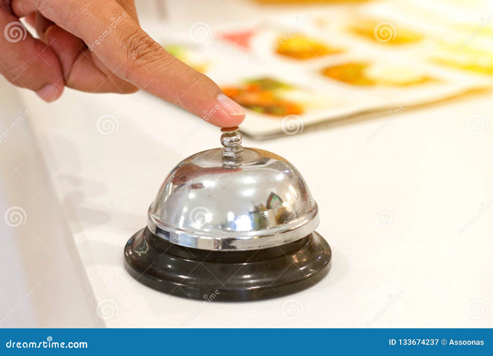 Bell Call Service Restaurant with Hand Stock Image - Image of bell ...