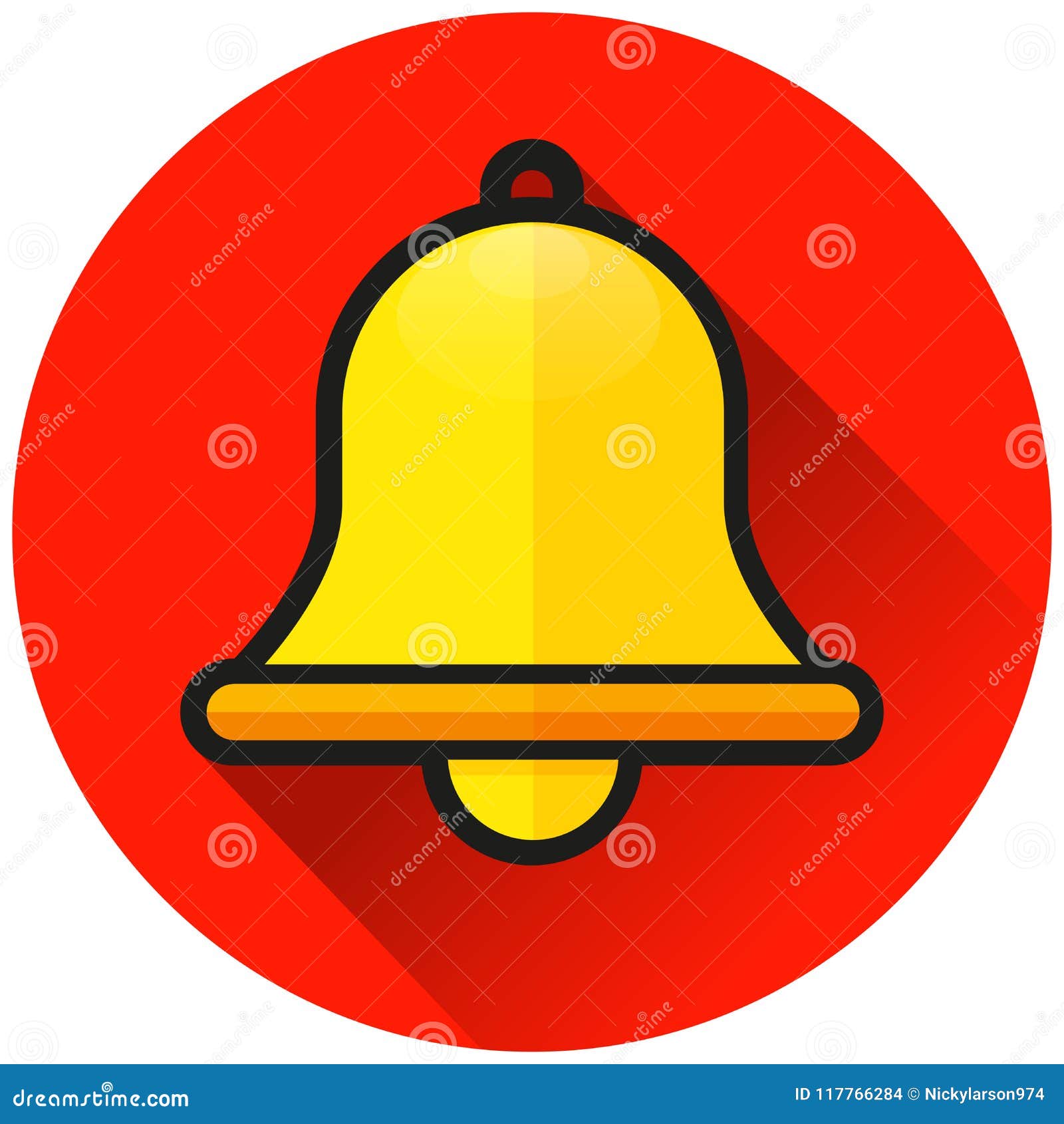 Bell circle red flat icon stock vector. Illustration of notification ...