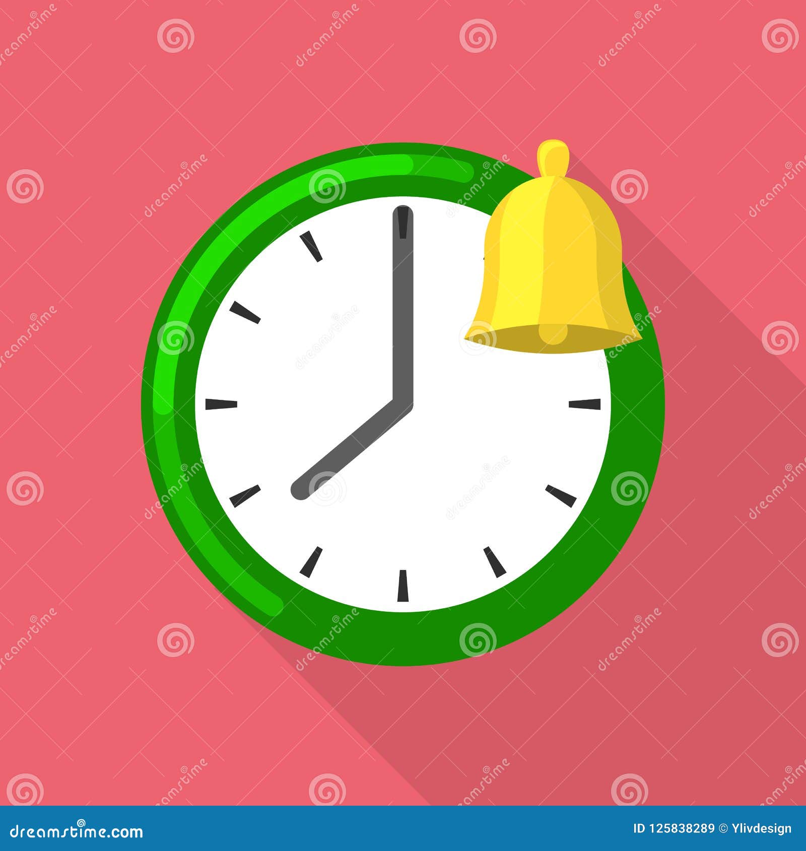 Bell Clock Icon, Flat Style Stock Illustration - Illustration of number ...