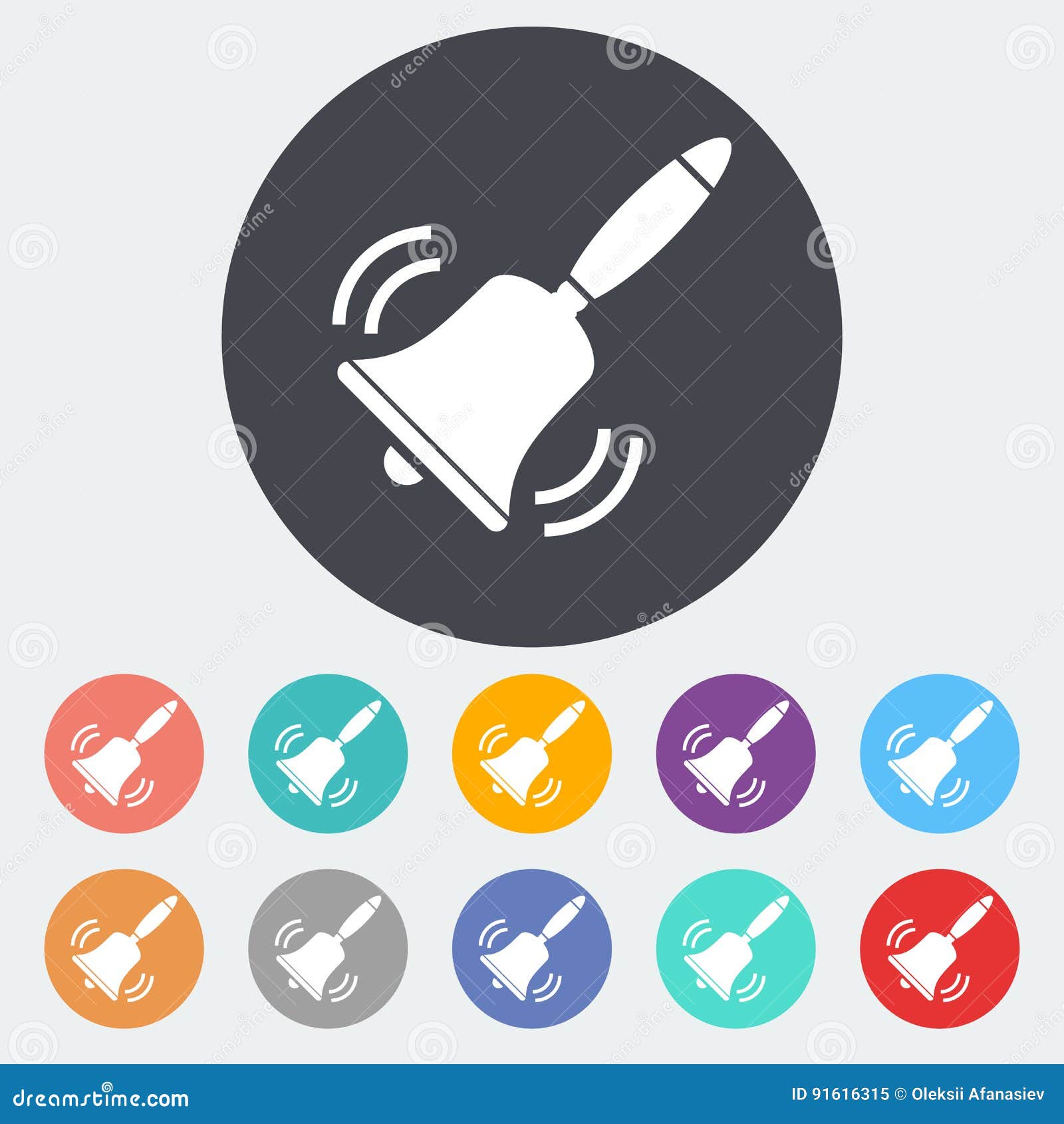 Bell flat icon. stock vector. Illustration of decoration - 91616315