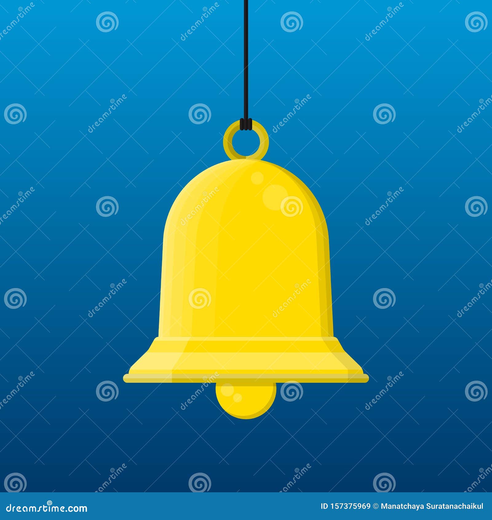 Bell flat icon. stock illustration. Illustration of ring - 157375969