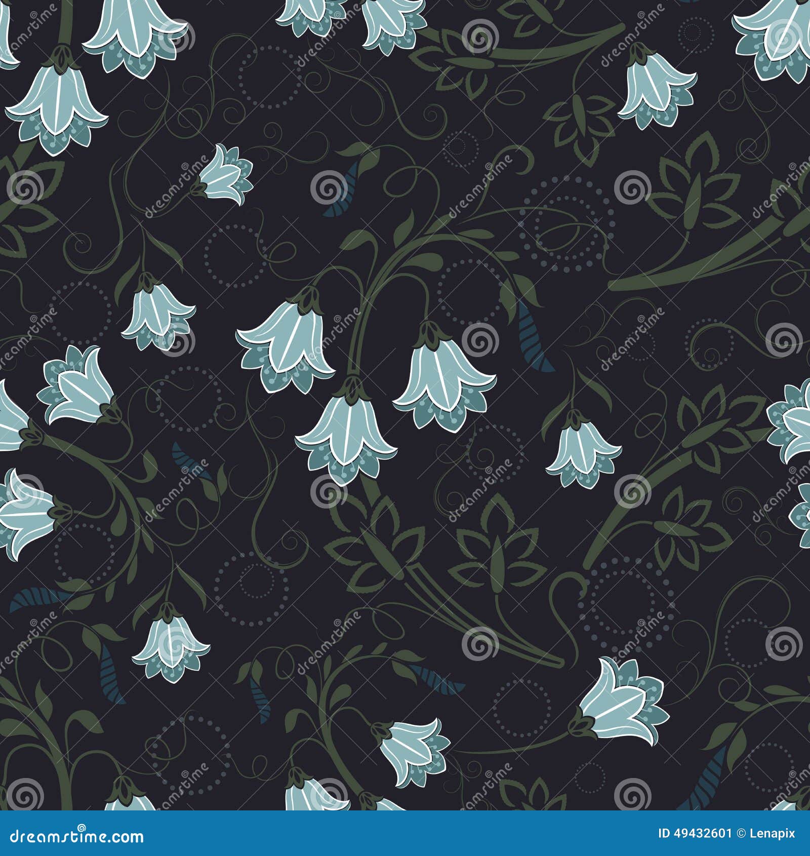 Bell-flower Wallpaper Pattern Stock Vector - Illustration of artistic ...