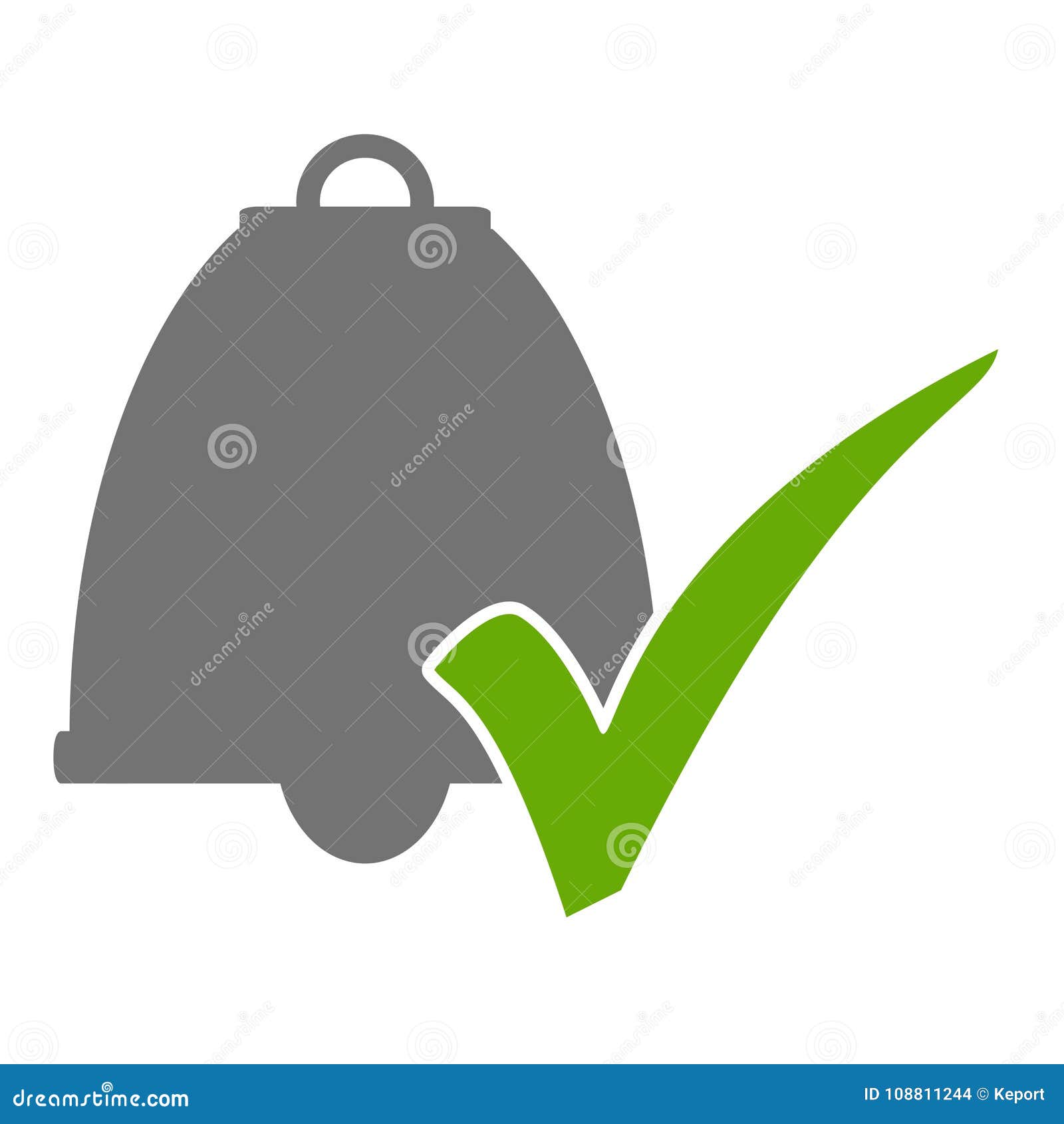 Bell with green tick stock illustration. Illustration of save - 108811244