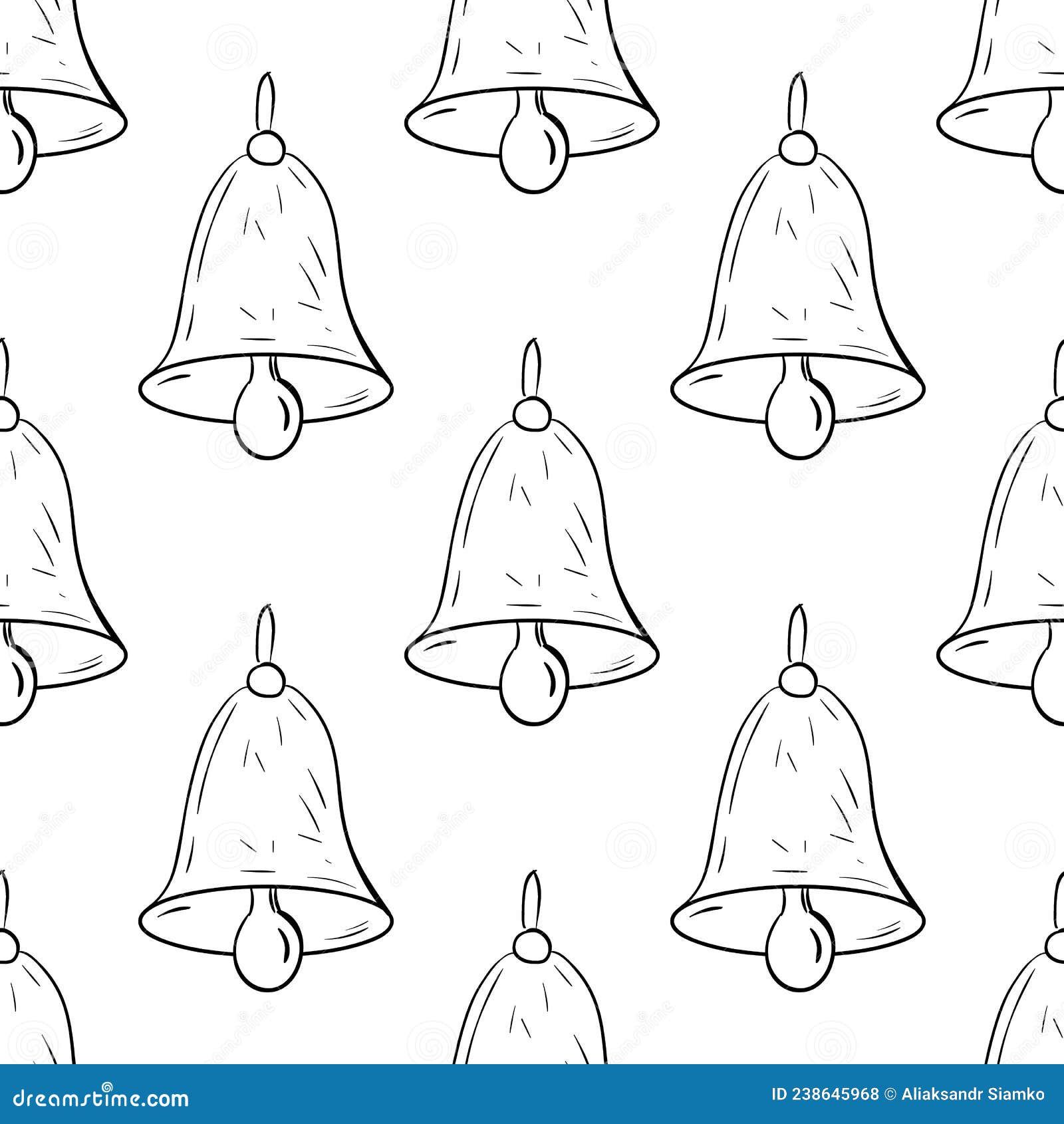 Bell Hand Drawn Sketch. Seamless Pattern Stock Vector - Illustration of ...