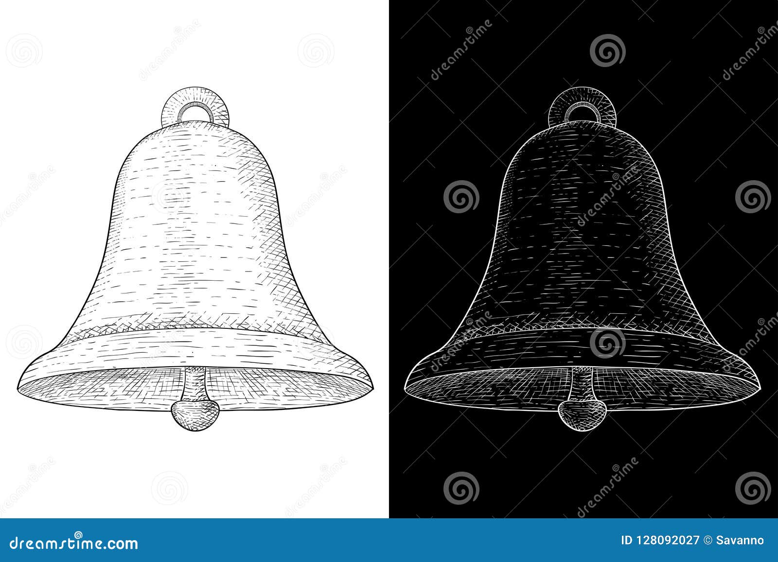 Bell. Hand drawn sketch stock vector. Illustration of graphic - 128092027