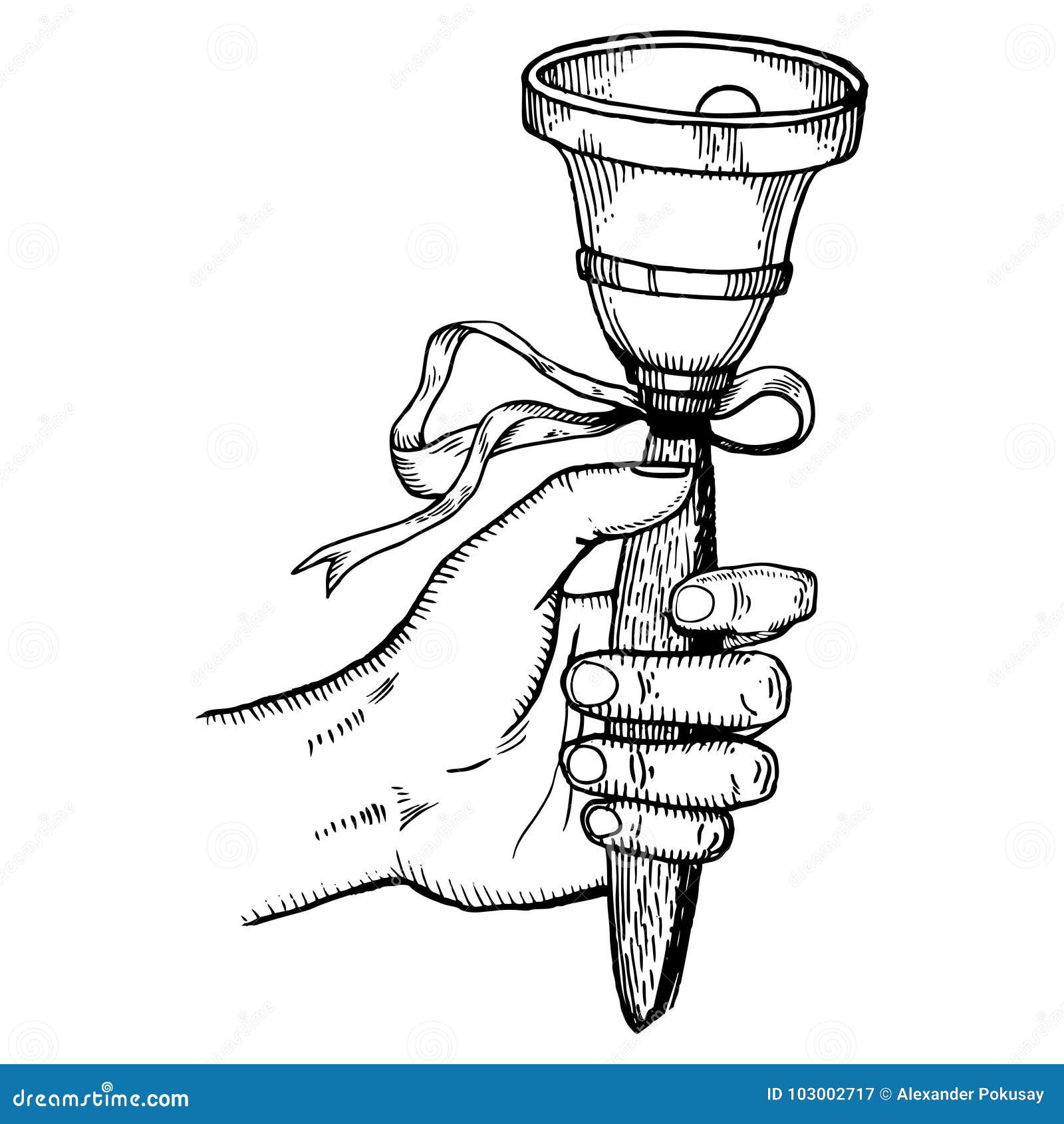 Bell in Hand Engraving Vector Illustration Stock Vector - Illustration ...