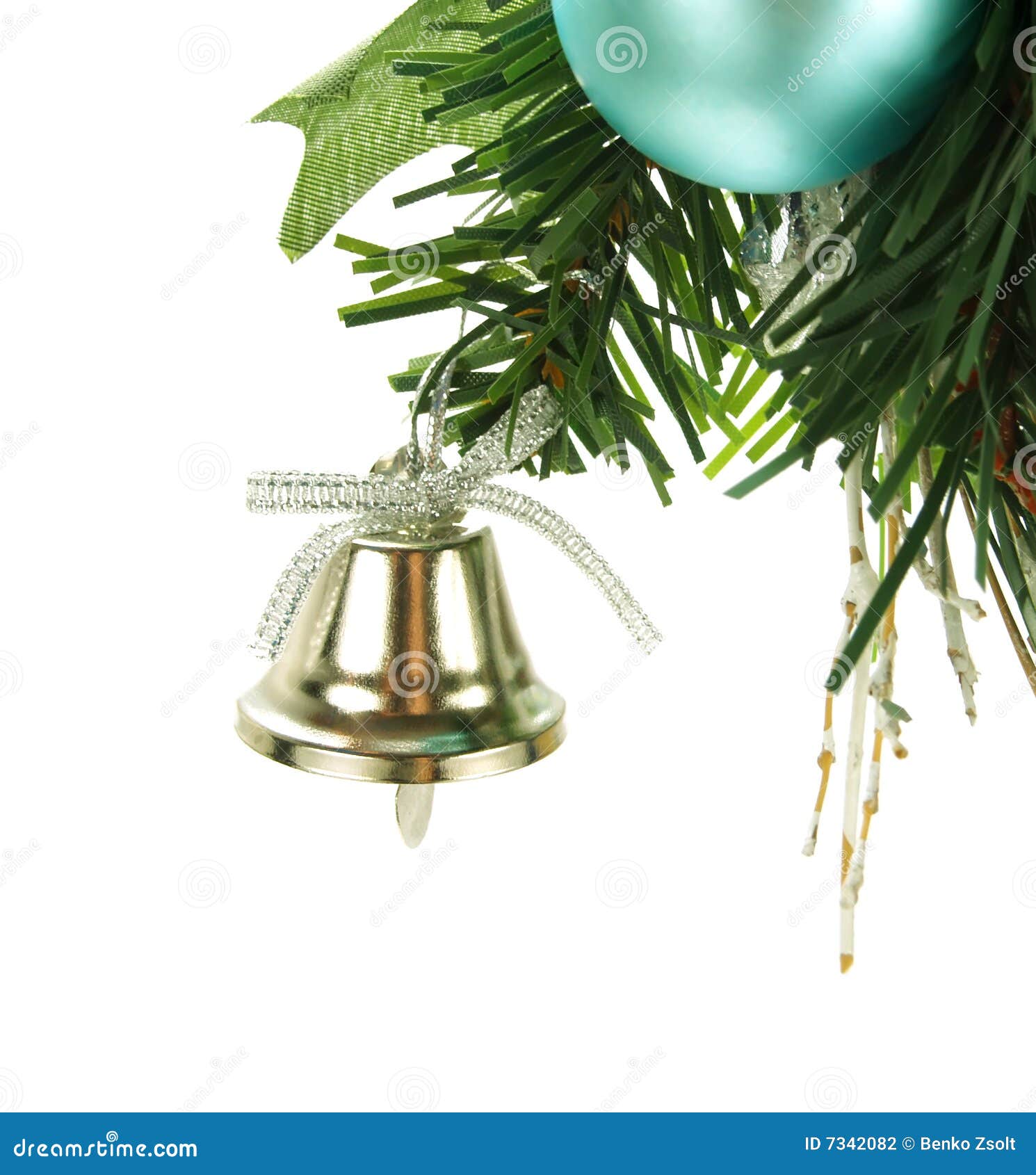 Bell Hanging on Christmas Tree Stock Photo - Image of branch, homelike ...