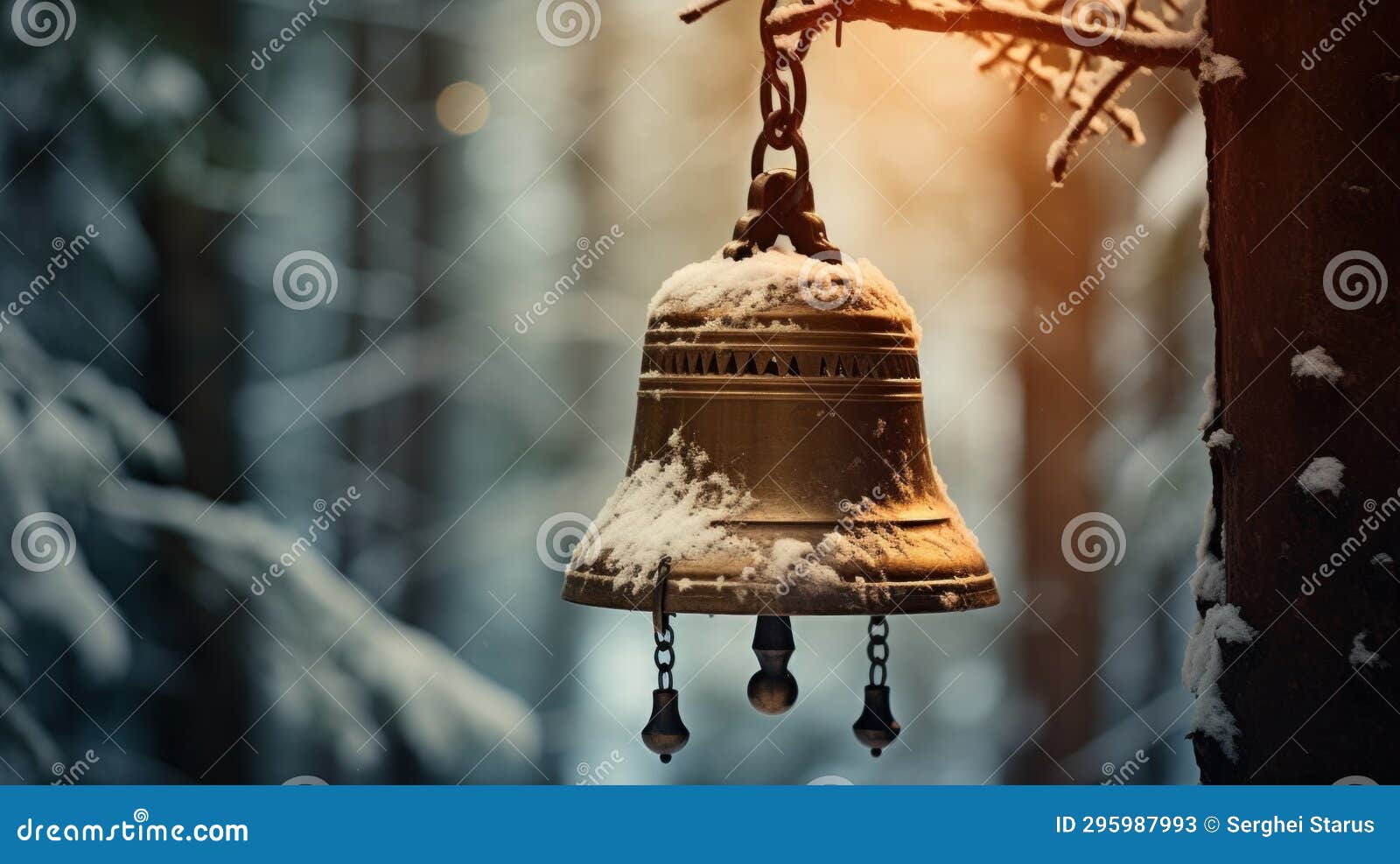 A Bell Hanging in the Snow, AI Stock Image - Image of outdoors, bell ...