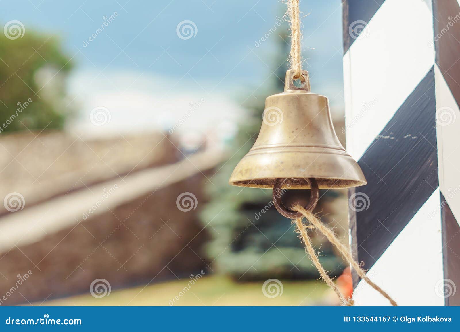 The bell hangs on a rope stock image. Image of buddhist - 133544167