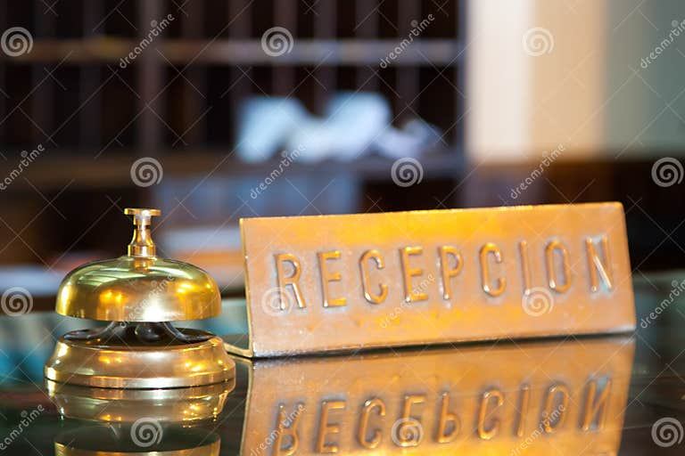 Bell in hotel reception stock image. Image of sign, bellhop - 19251137