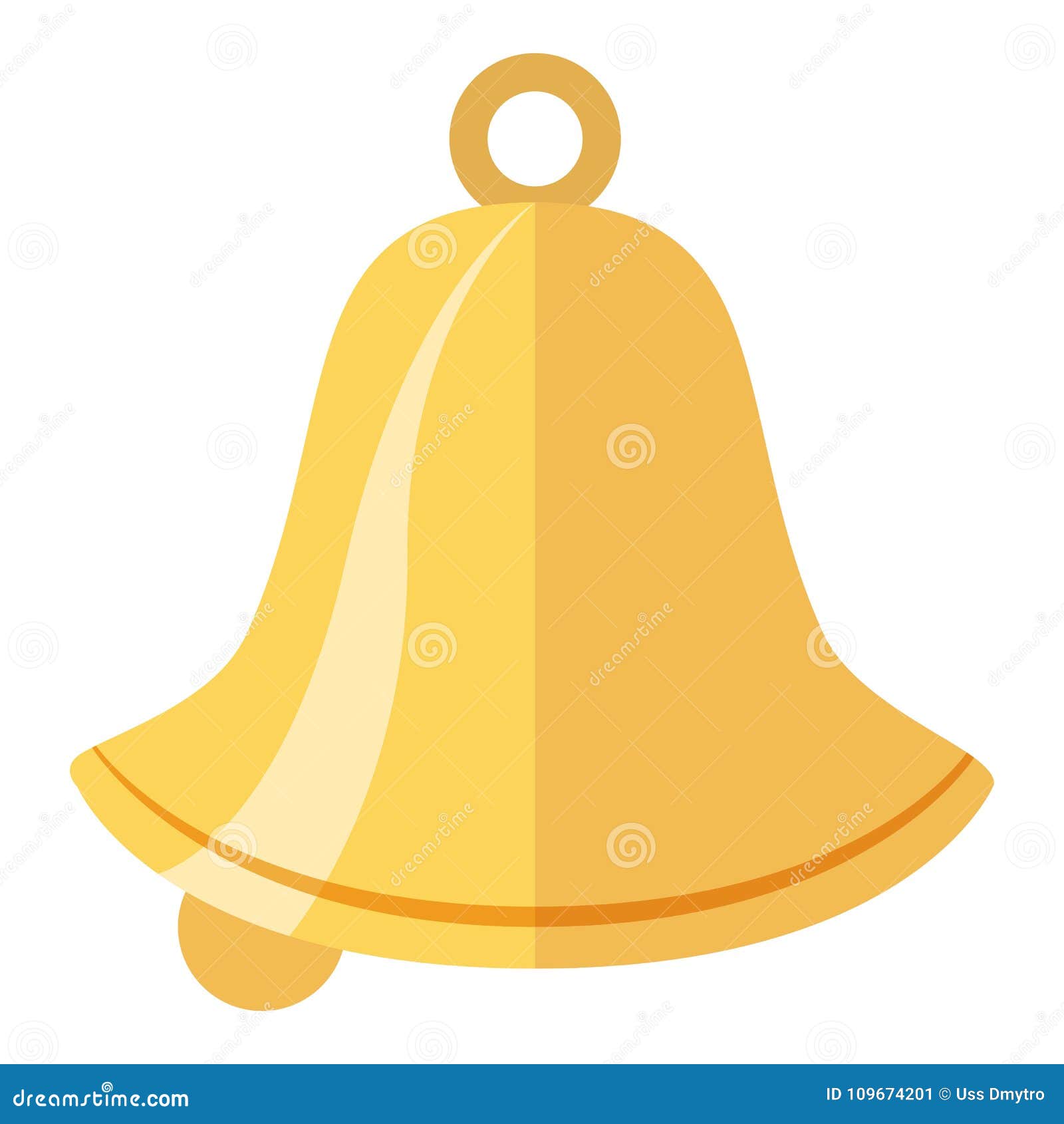 Bell icon, flat style stock vector. Illustration of jingle - 109674201