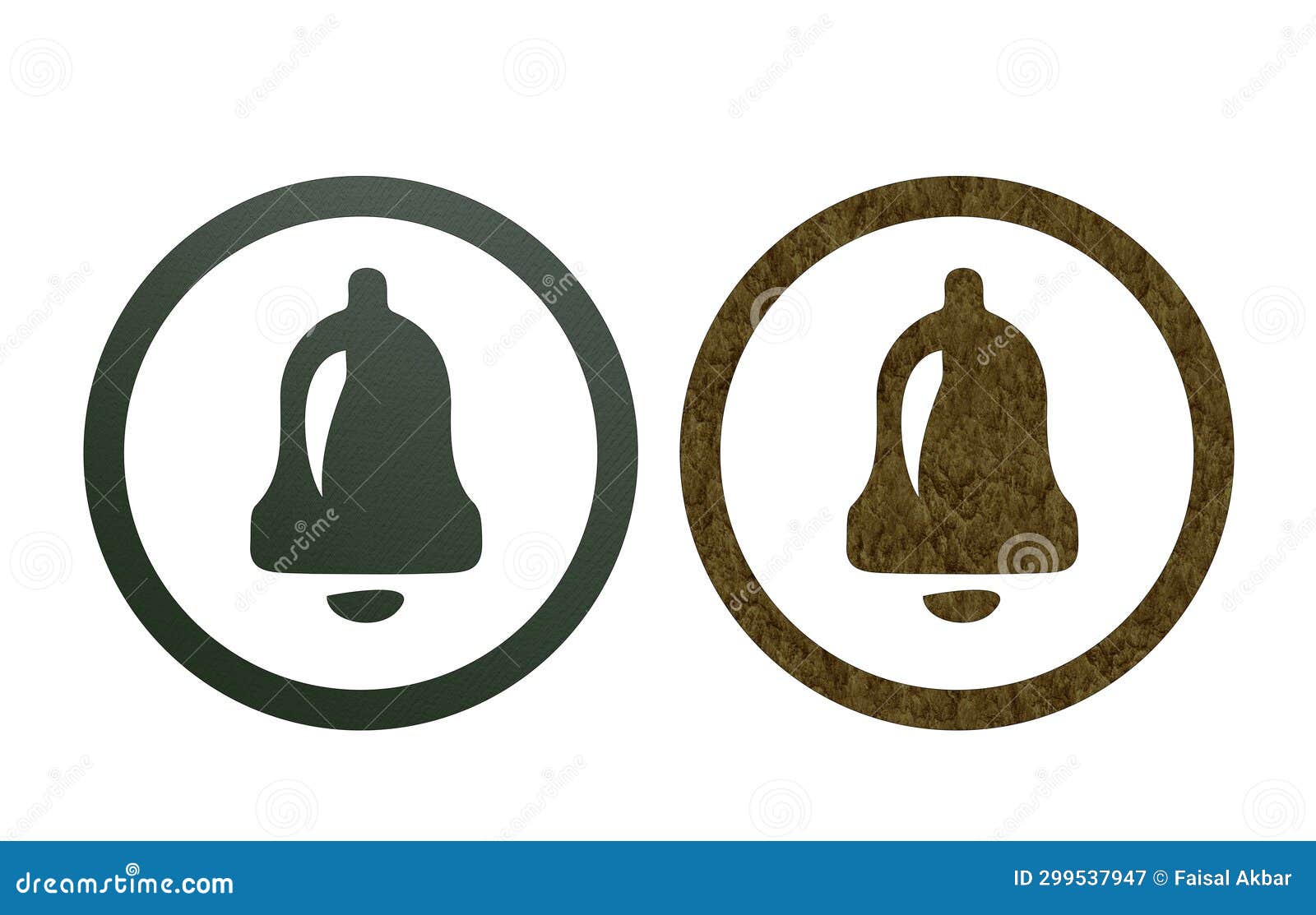 Bell Icon Green and Brown with Texture Stock Illustration ...
