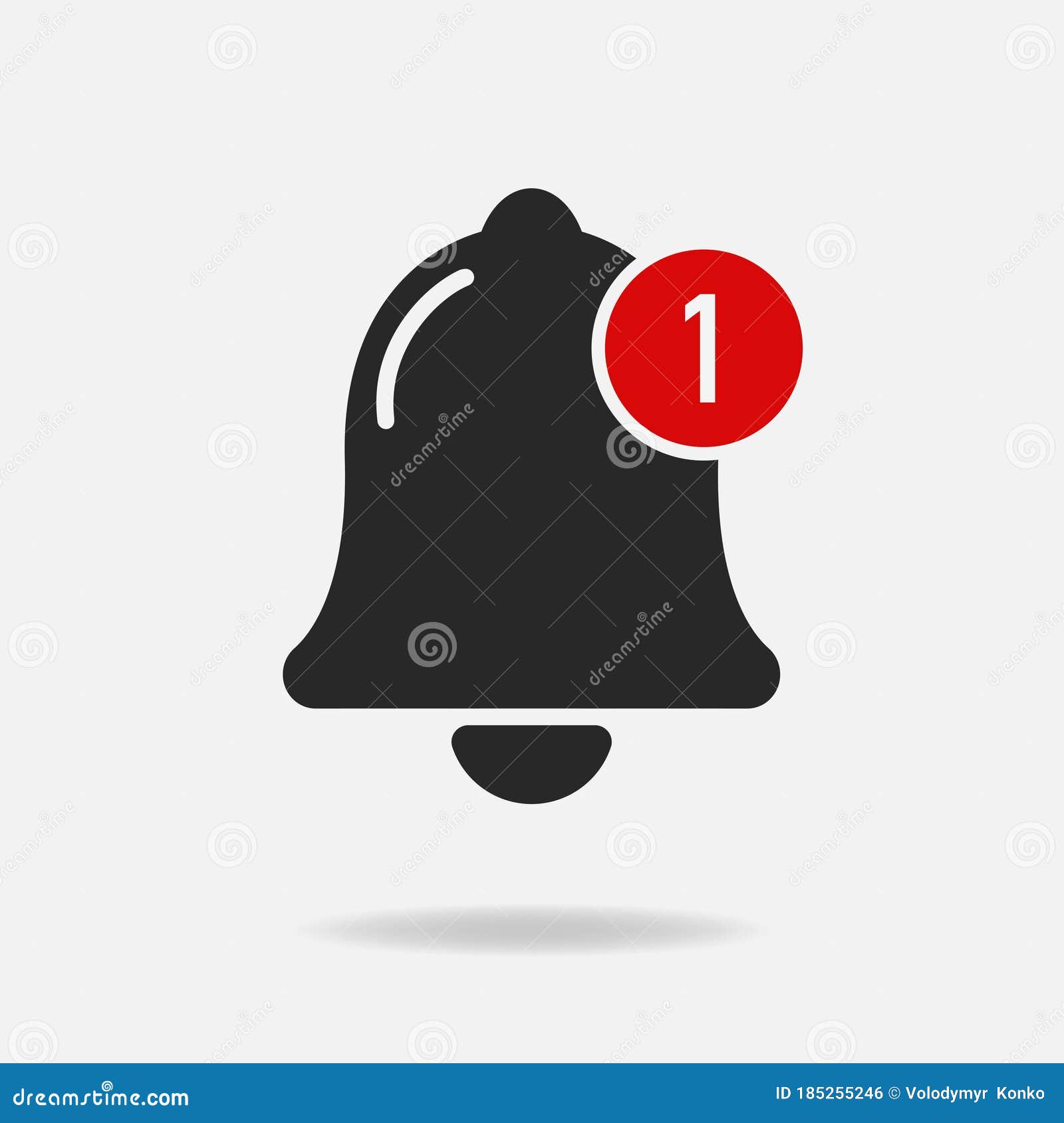 Bell Icon, 1 Notification. Vector Flat Style Symbol Isolated on White ...
