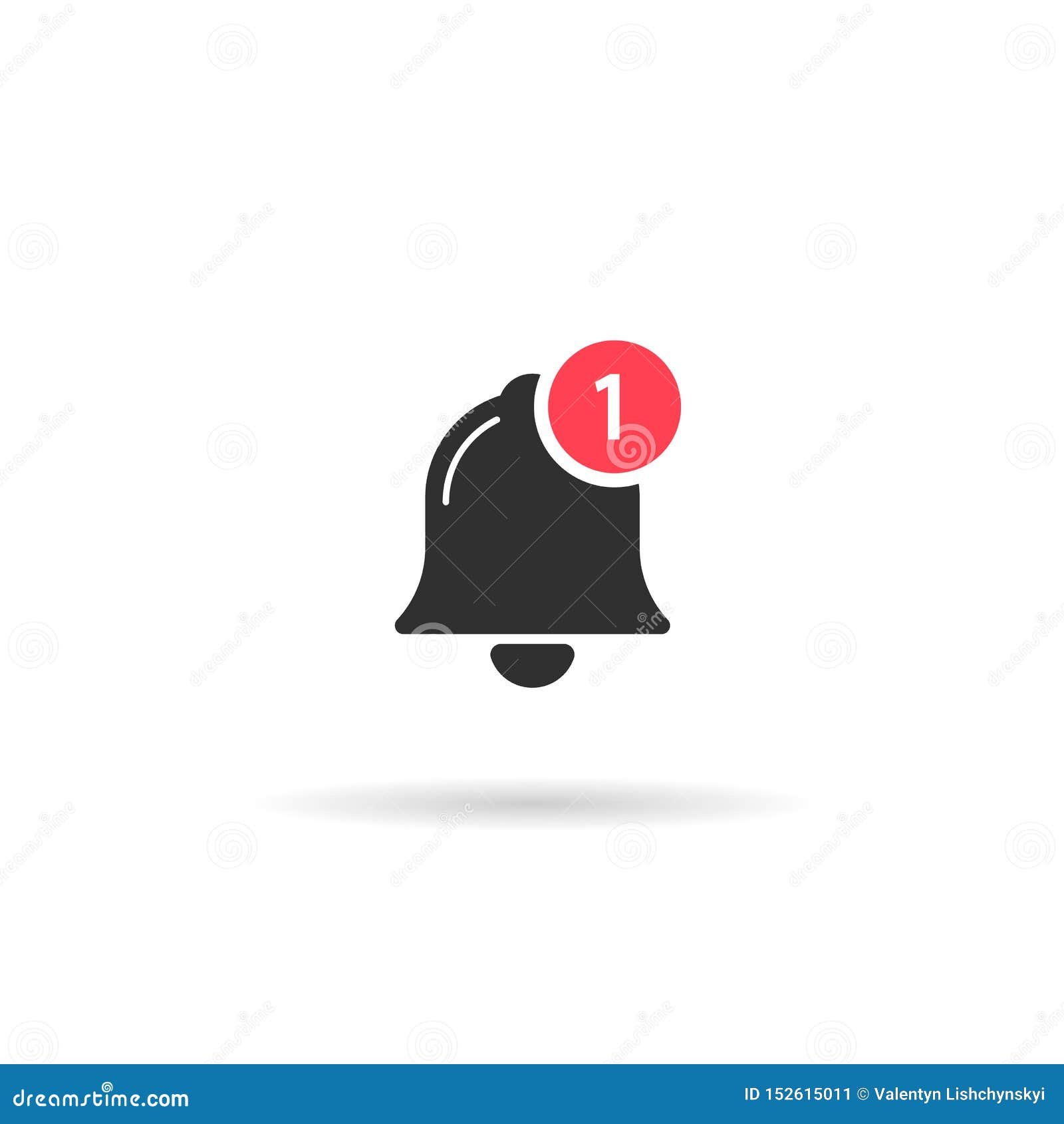 Bell Icon, 1 Notification. Vector Flat Style Symbol Isolated on White ...