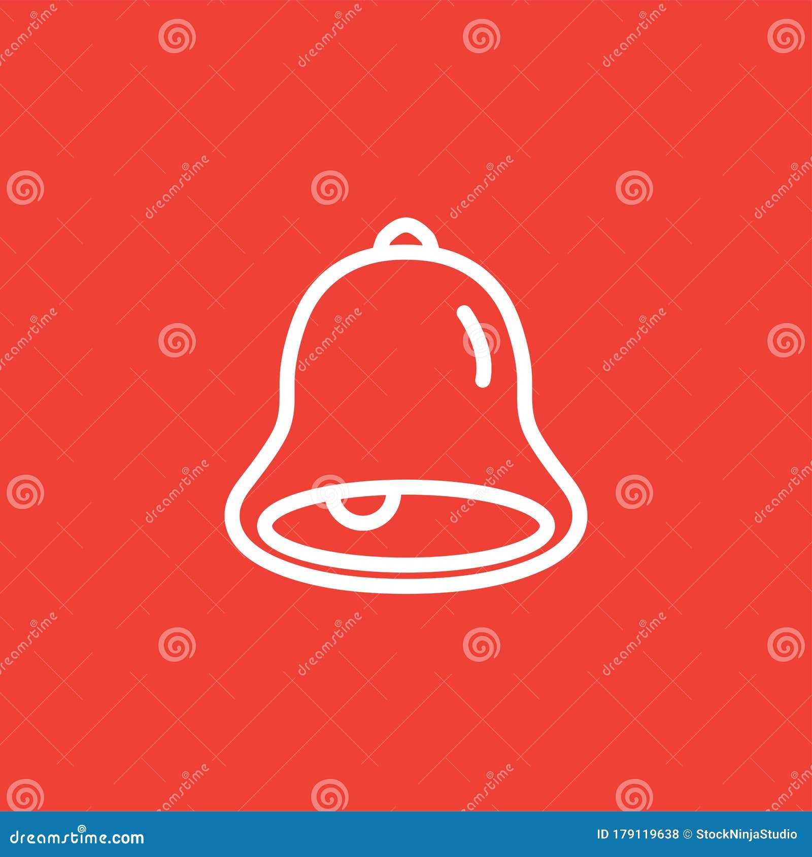 Bell Icon on Red Background. Red Flat Style Vector Illustration Stock ...