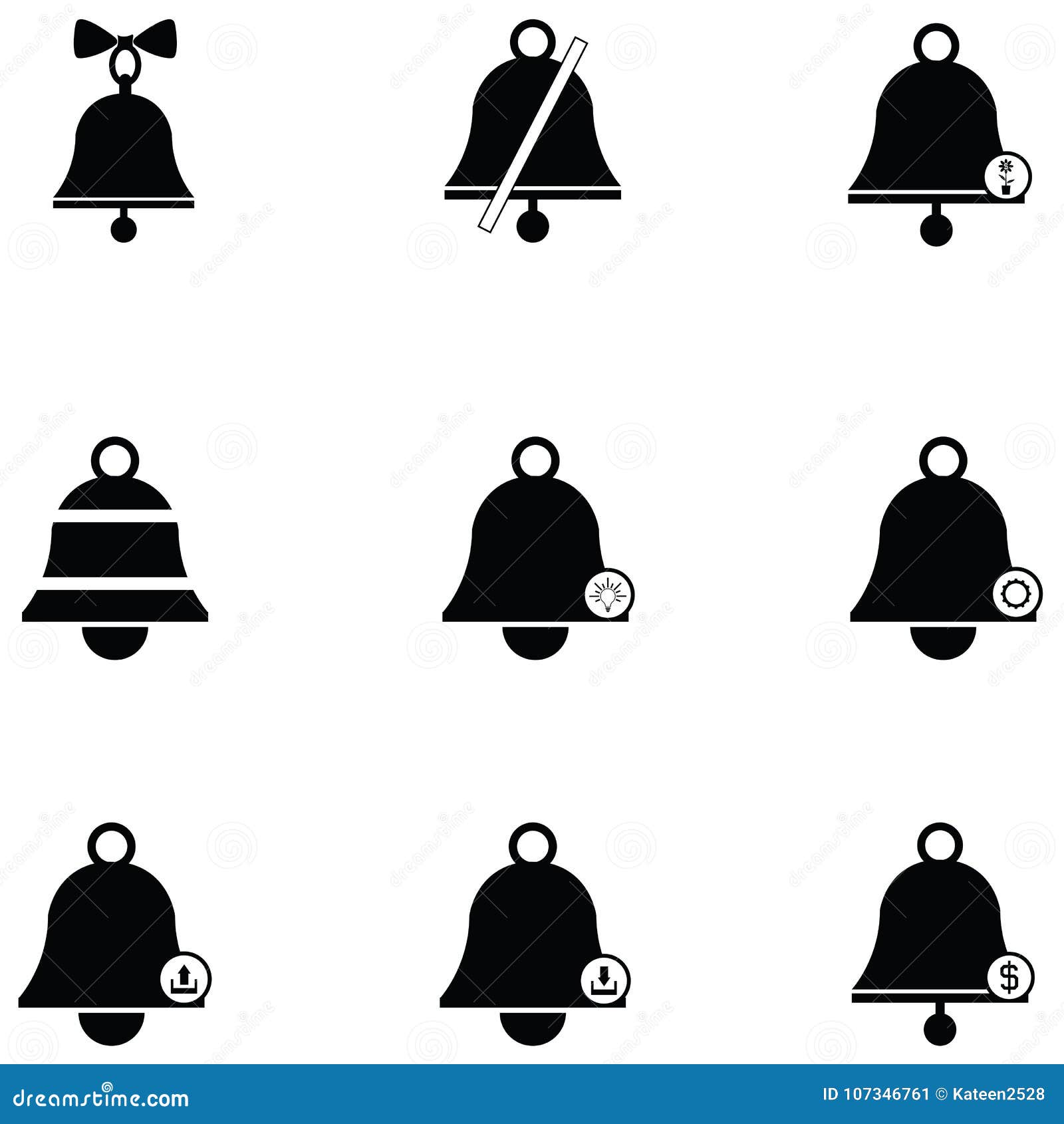 Bell icon set stock vector. Illustration of isolated - 107346761