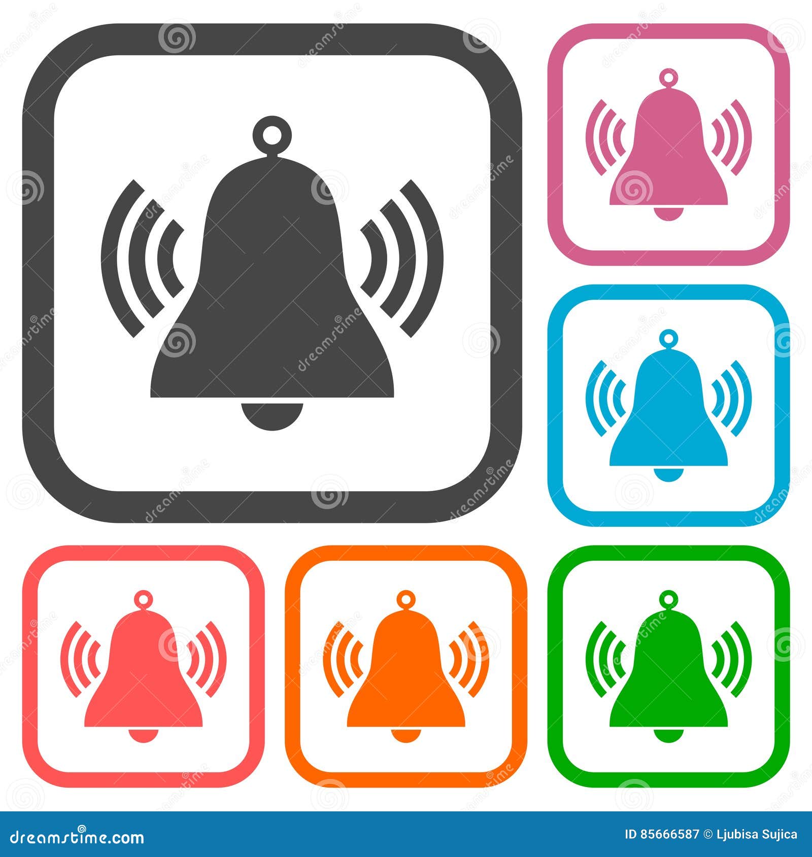 Bell icon set stock vector. Illustration of action, design - 85666587