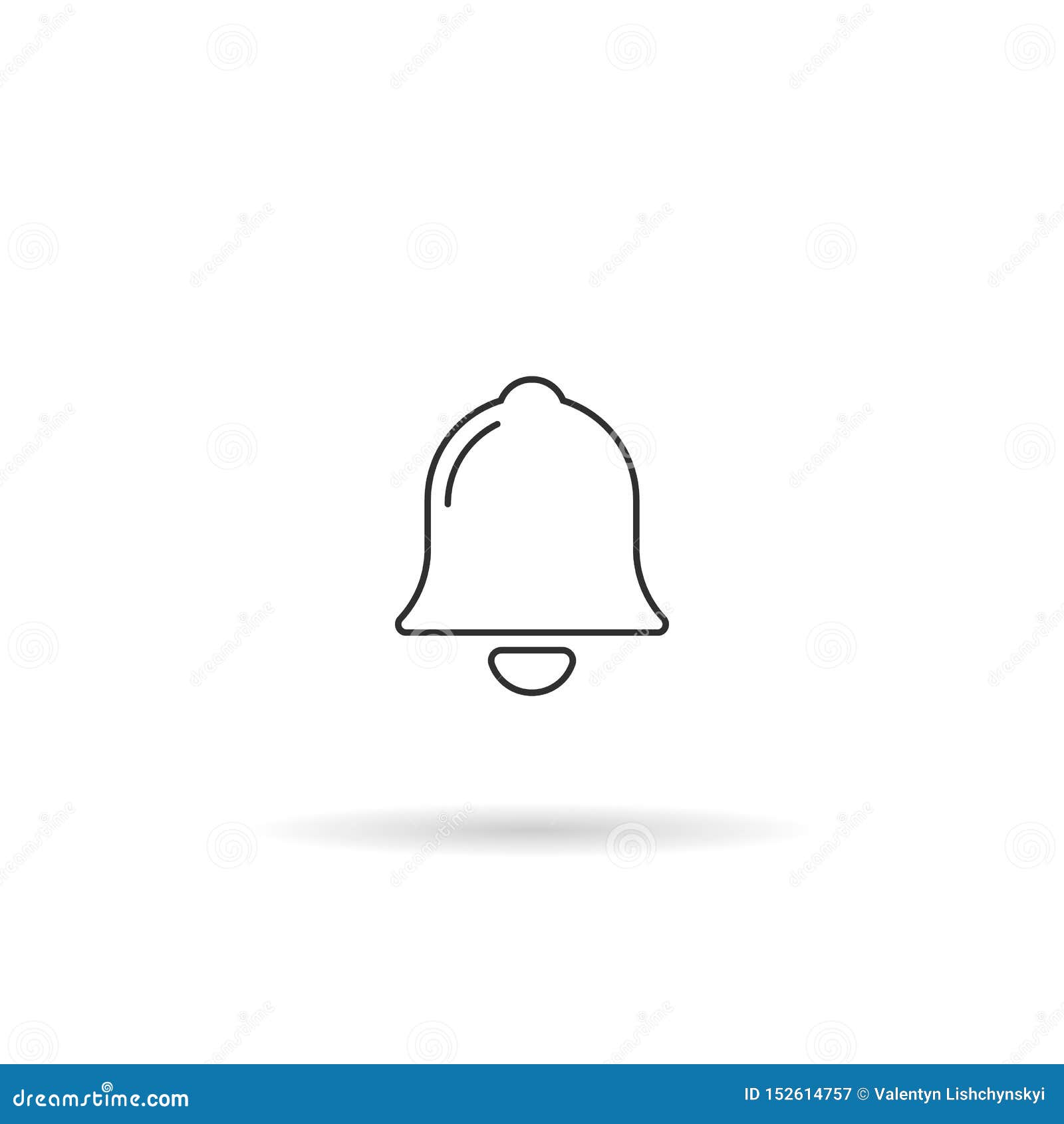 Bell Icon. Vector Outline Flat Style Symbol Isolated on White Stock ...