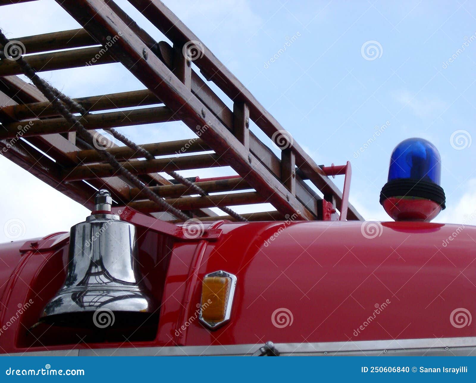 Bell and Ladder on the Front of an Old Fashioned Fire Tender Stock ...
