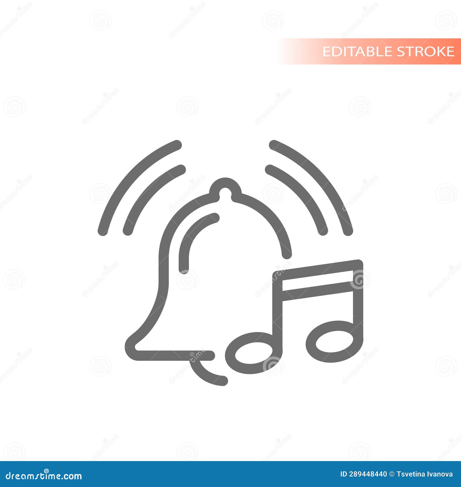 Bell and Music Notes Line Vector Icon Stock Vector - Illustration of ...