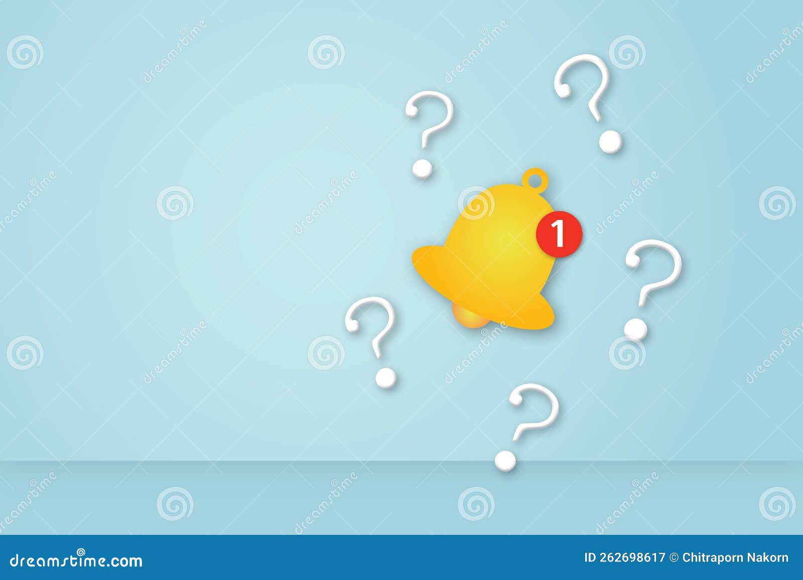 Bell Notification Alert with Question on Pastel Blue Background ...