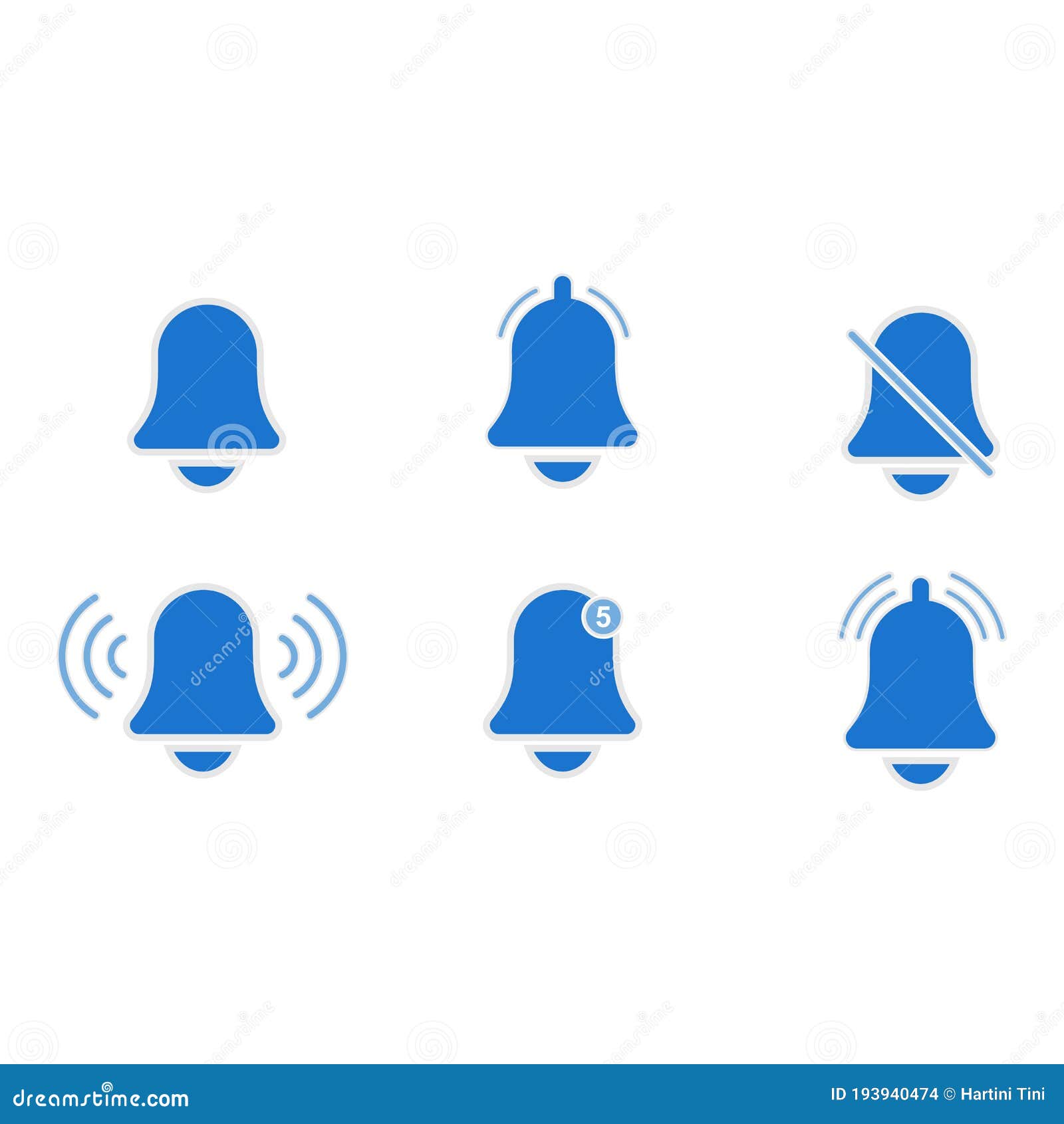Bell Notification Icon Set Vector Symbol Stock Vector - Illustration of ...