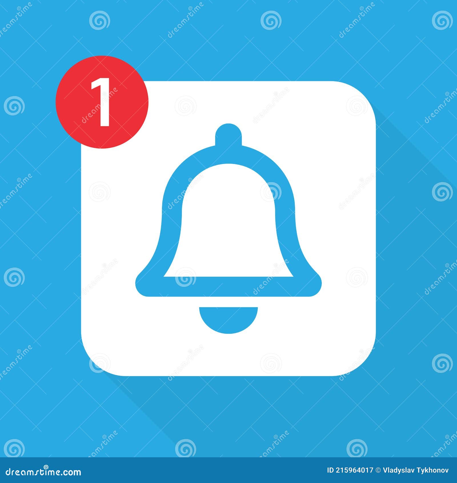 Bell with Notification Vector Icon. Notification Symbol on Blue ...