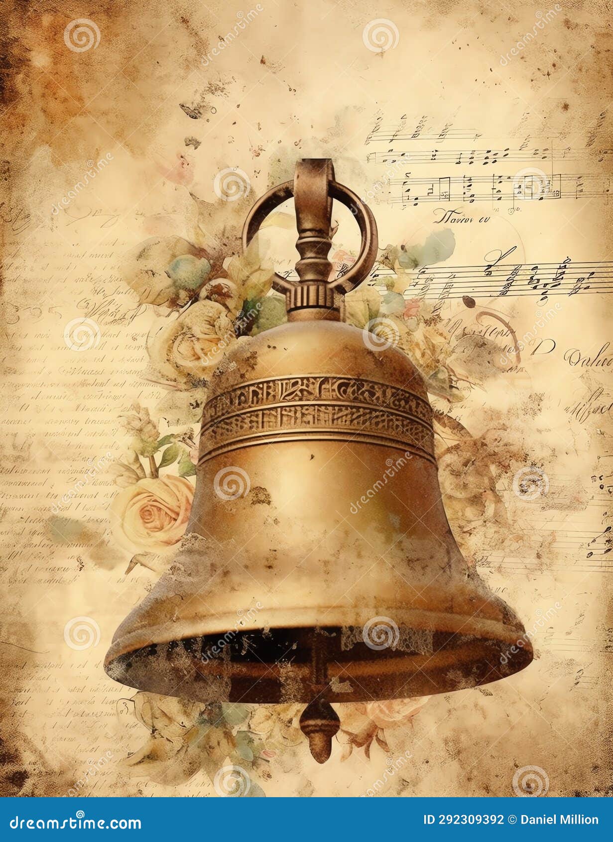 Bell Old Paper, Vintage Digital Paper Stock Illustration - Illustration ...