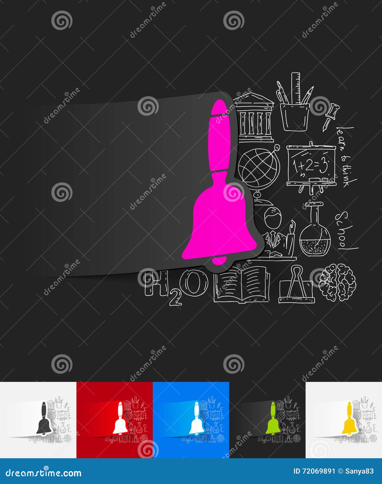 Bell Paper Sticker with Hand Drawn Elements Stock Vector - Illustration ...