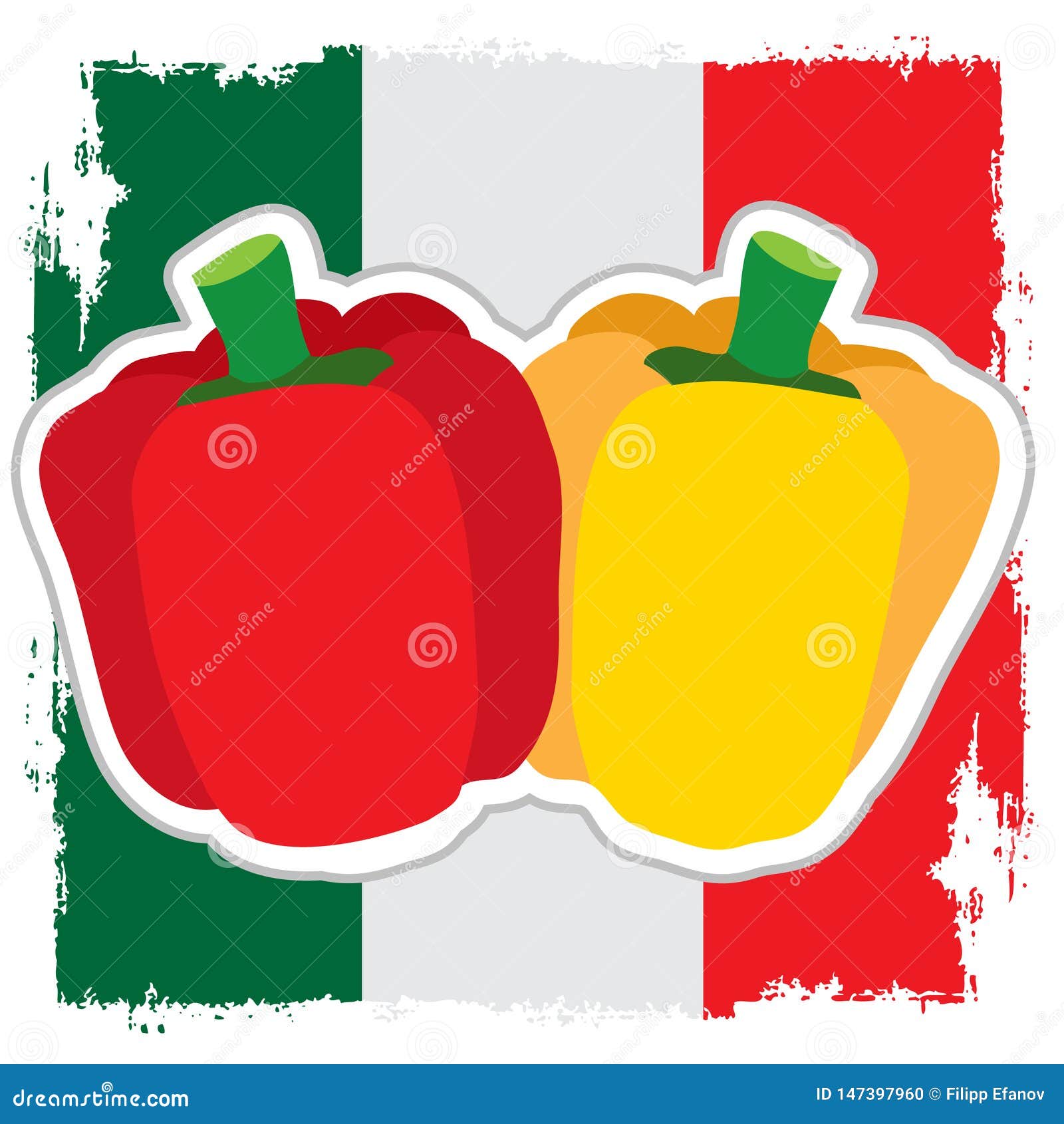 Bell Pepper on the Background of the Mexican Flag Stock Illustration ...