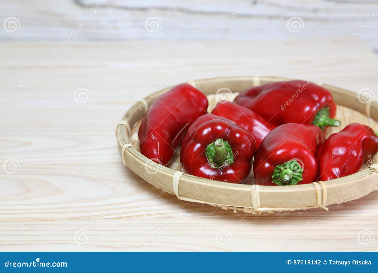 Bell Pepper on a Bamboo Colander Stock Photo - Image of healthy ...