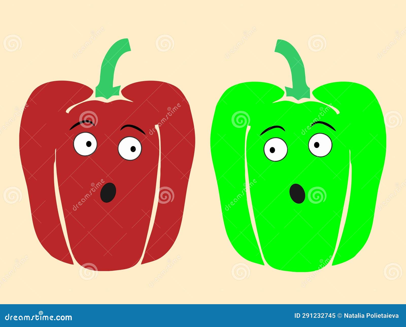 Bell Pepper - Red and Green. Vector. Stock Illustration - Illustration ...