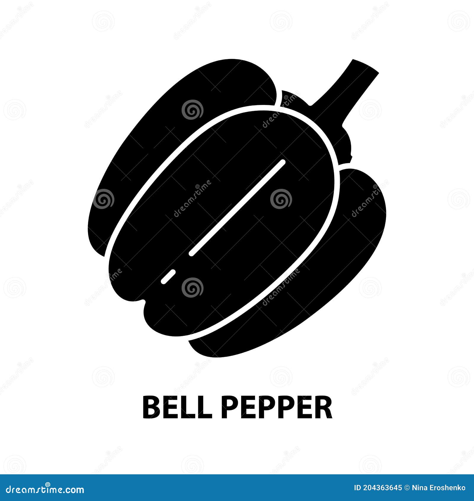 Bell Pepper Symbol Icon, Black Vector Sign with Editable Strokes ...