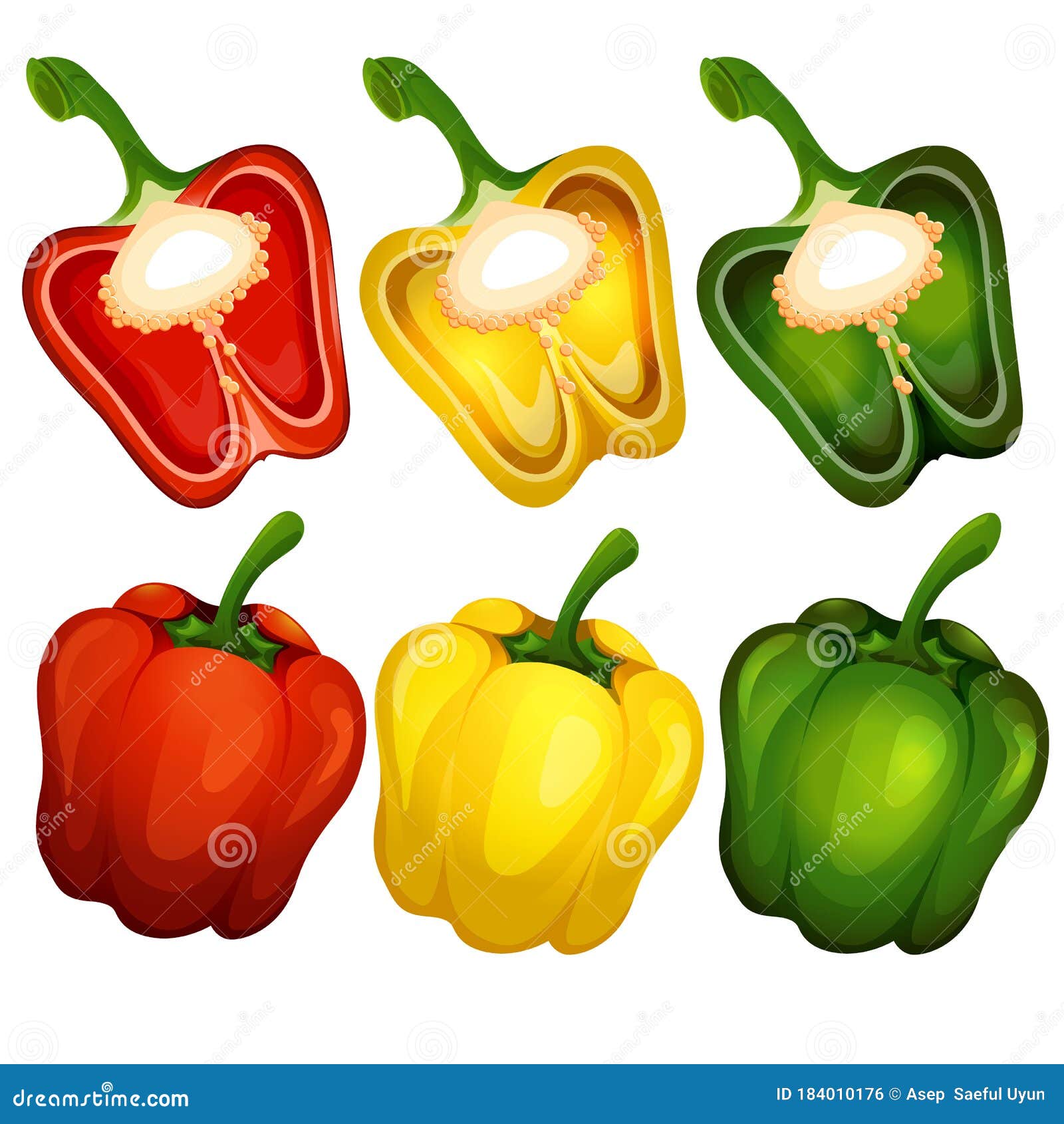 Bell Pepper Icon Set Vector Illustration Vibrant Color Stock Vector ...