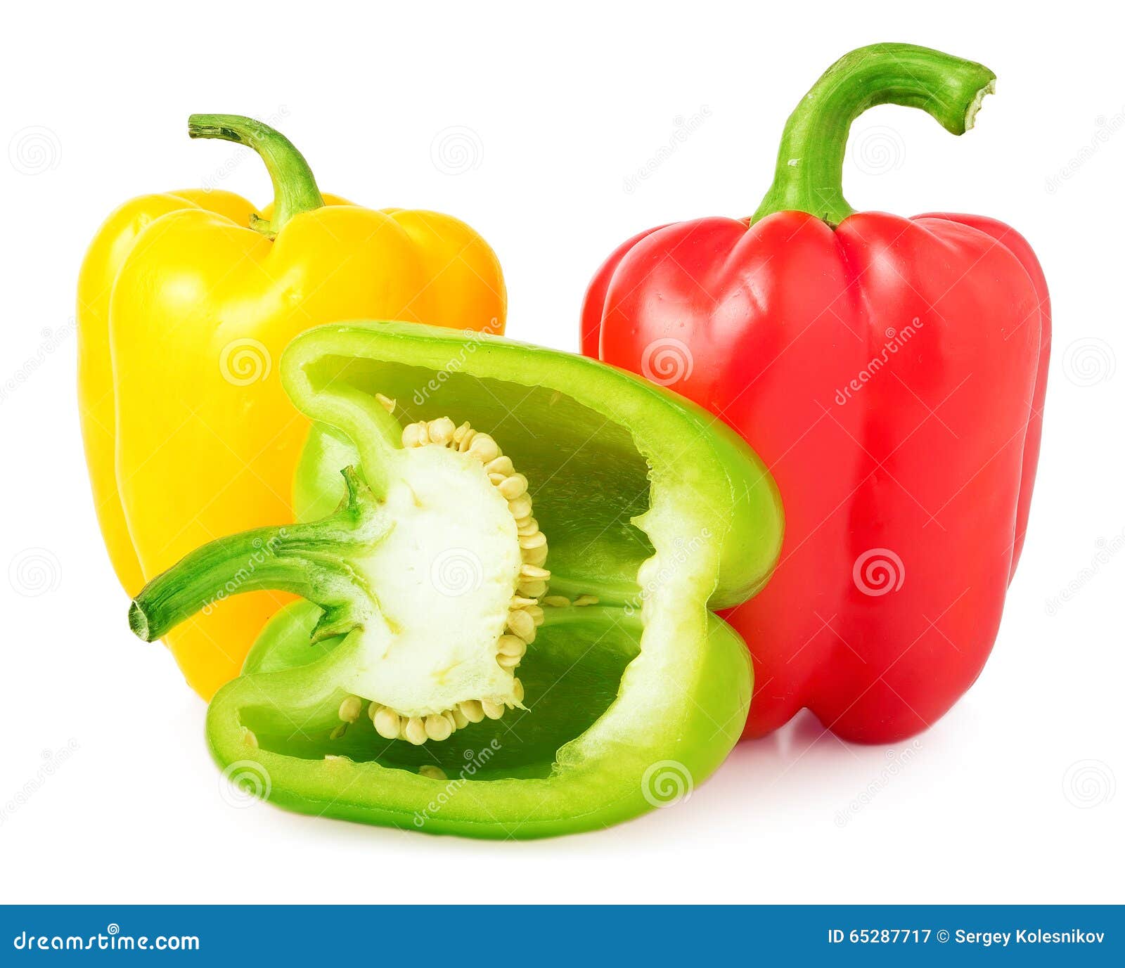 Bell Peppers with Half Isolated on White Stock Image - Image of ...