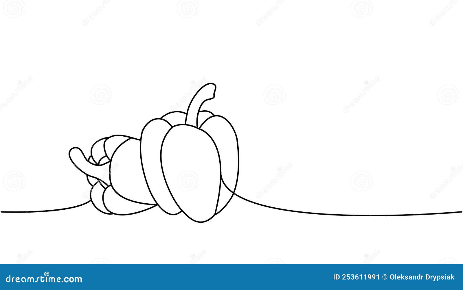 Peppers Continuous Line Drawing. One Line Art Of Bell Pepper, Vegetable ...