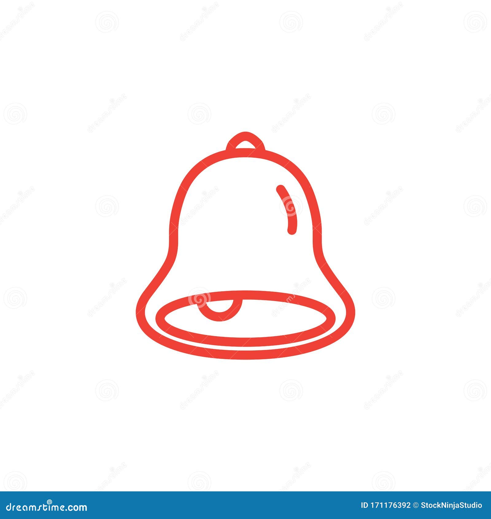 Bell Red Icon on White Background. Red Flat Style Vector Illustration ...